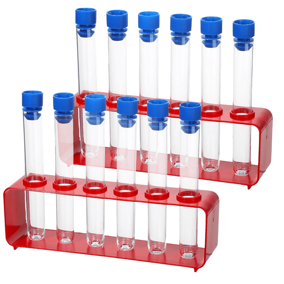 1 Sets 15 x 100mm Test Tubes with Rack Clear Plastic Test Tubes with ...