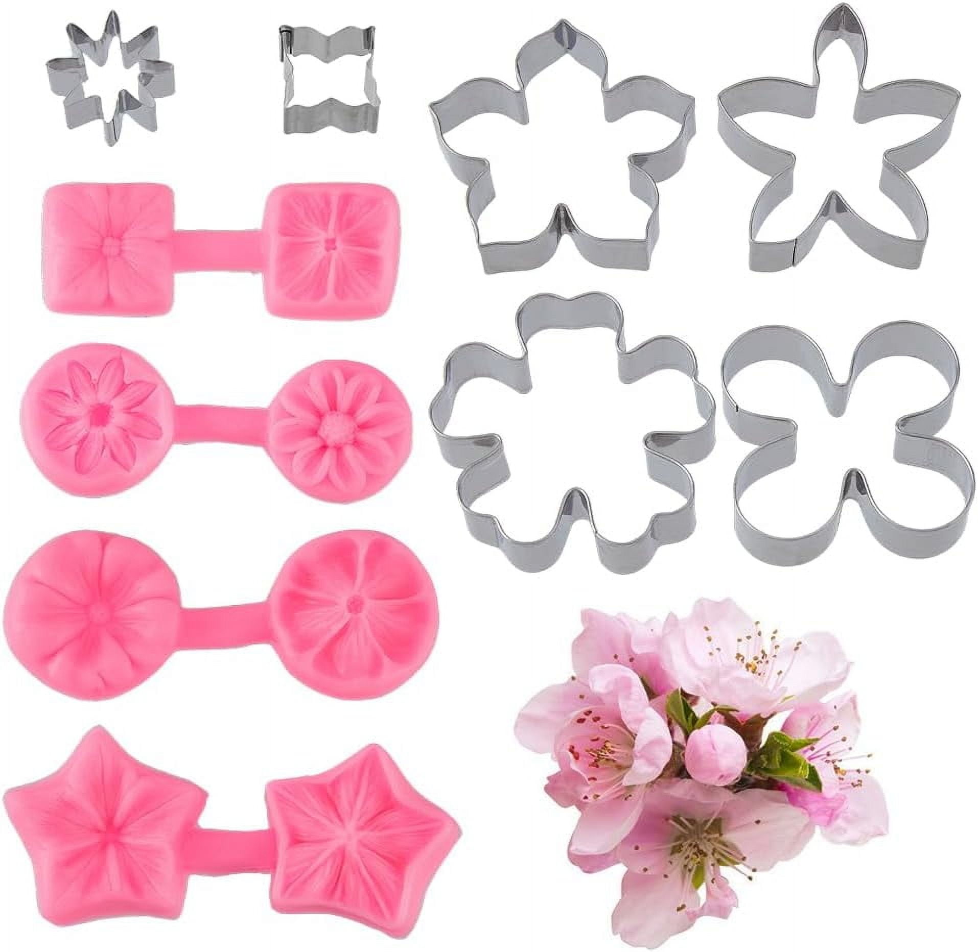 1 Sets Floral Silicone Candy Tray with Metal Cutter Molds for Baking ...