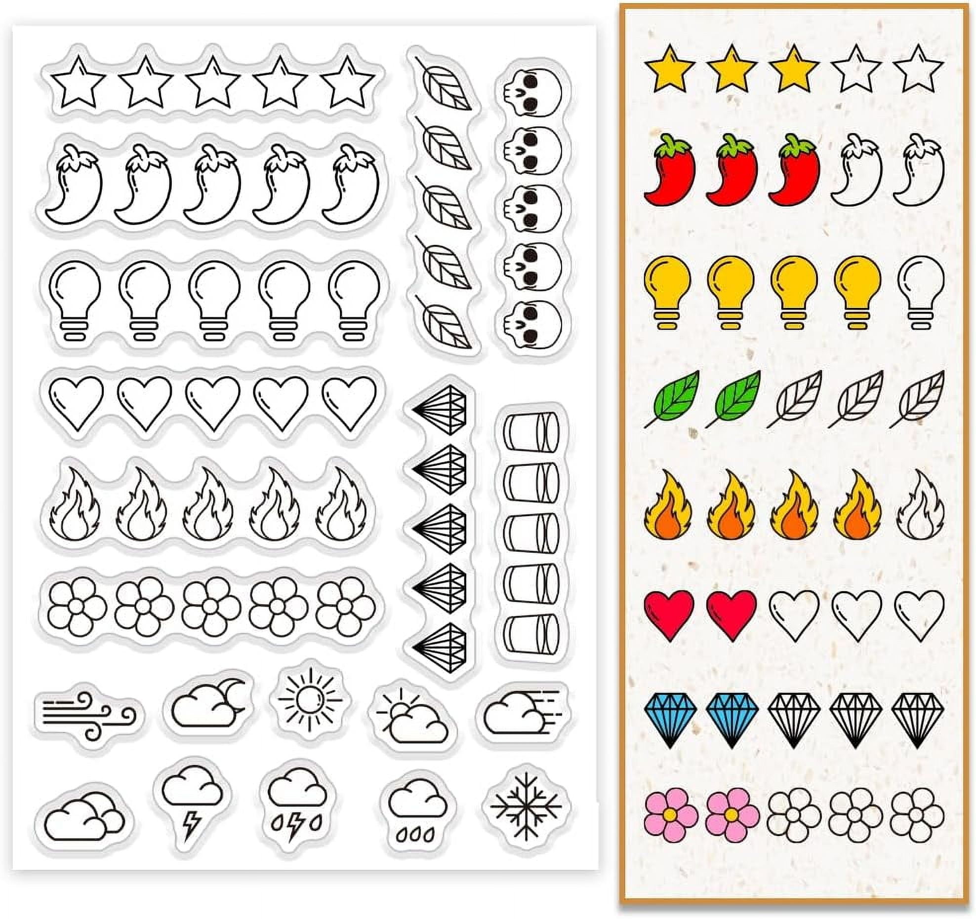 1 Sheet 11 Styles Clear Stamps for Card Making Weather Five-Star Skull ...