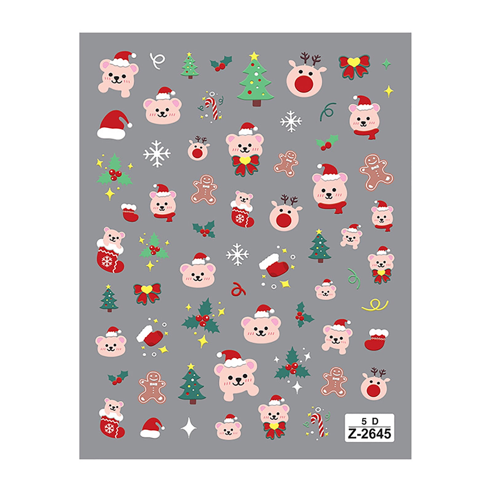 1 Sheet 5D Embossed Christmas Nails Stickers Glittering Adhesive ...
