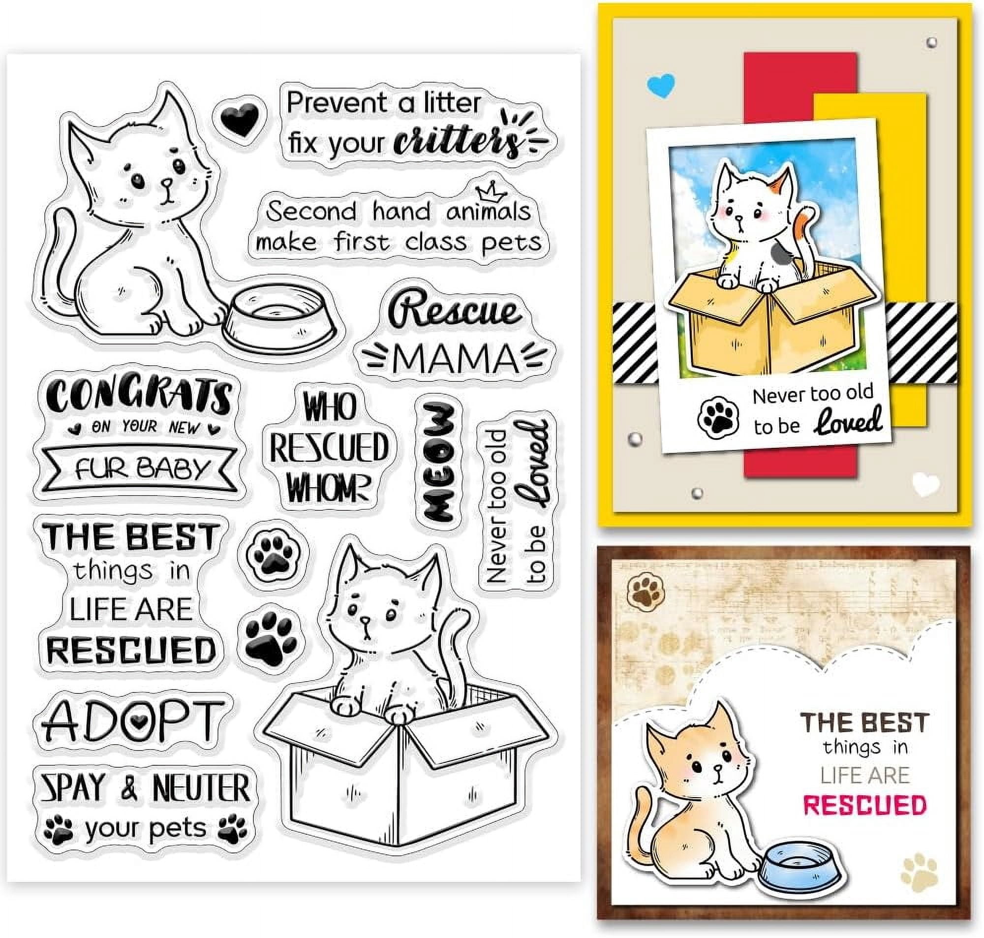 1 Sheet Animals Adoption Clear Stamps Words Cat Silicone Clear Stamp ...