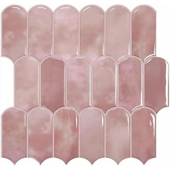 1-Sheet Backsplash Peel and Stick Tile, Pink Self Adhesive Vinyl Wall ...