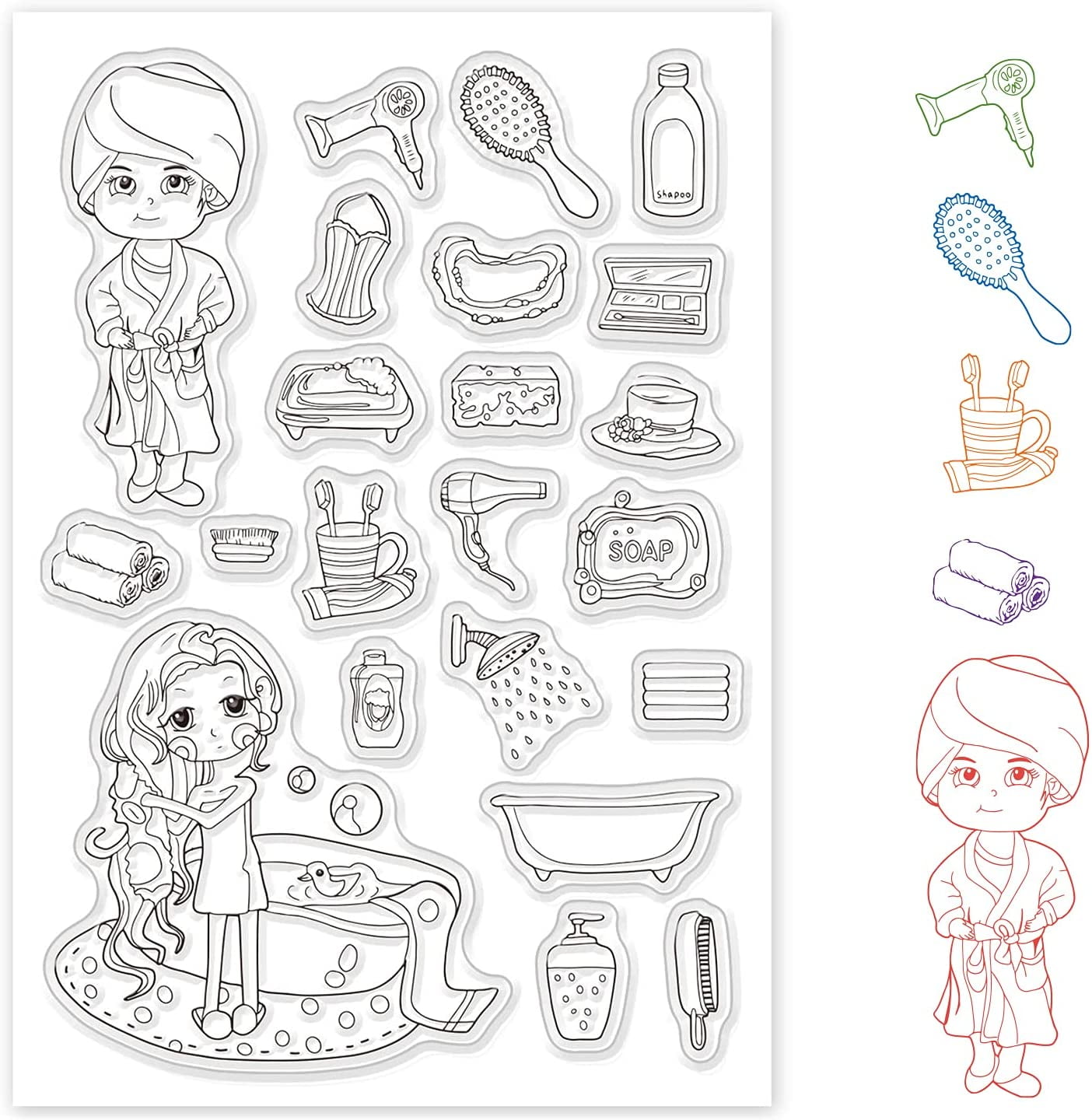 1 Sheet Bath Woman Theme Clear Stamps Transparent Silicone Stamp Seal ...