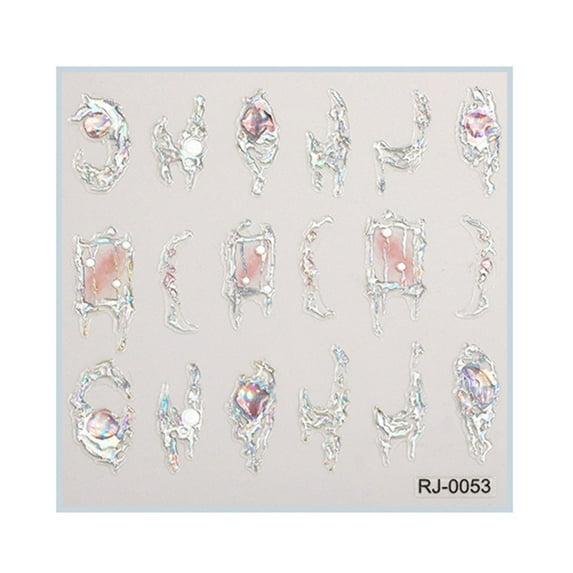 1 Sheet Bling Diamond Designs Nail Art Stickers Silver Nail Decals 5D ...