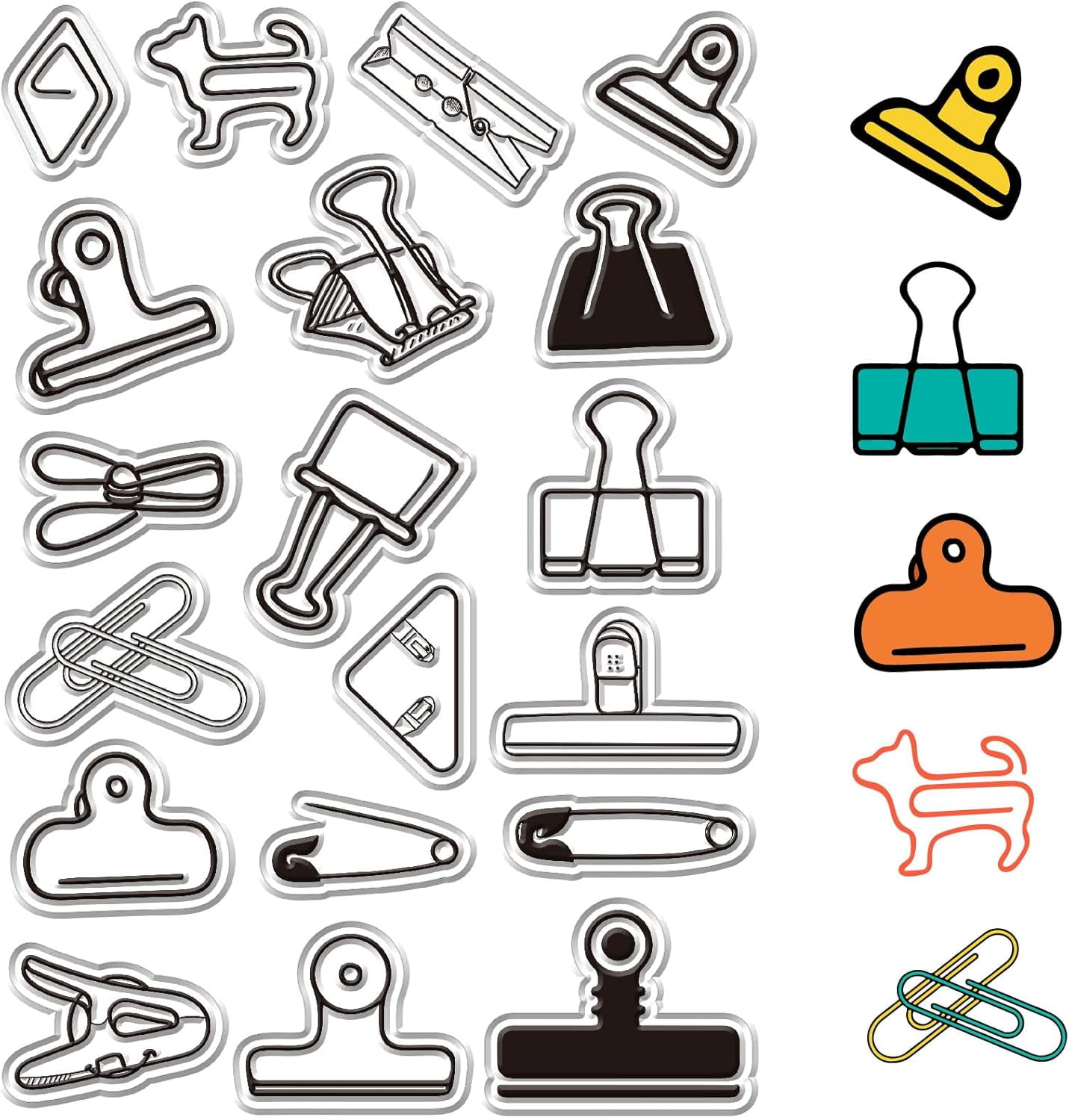 1 Sheet Clamp Clear Stamp Paper Clip Pin Binder Clips Silicone Stamps ...