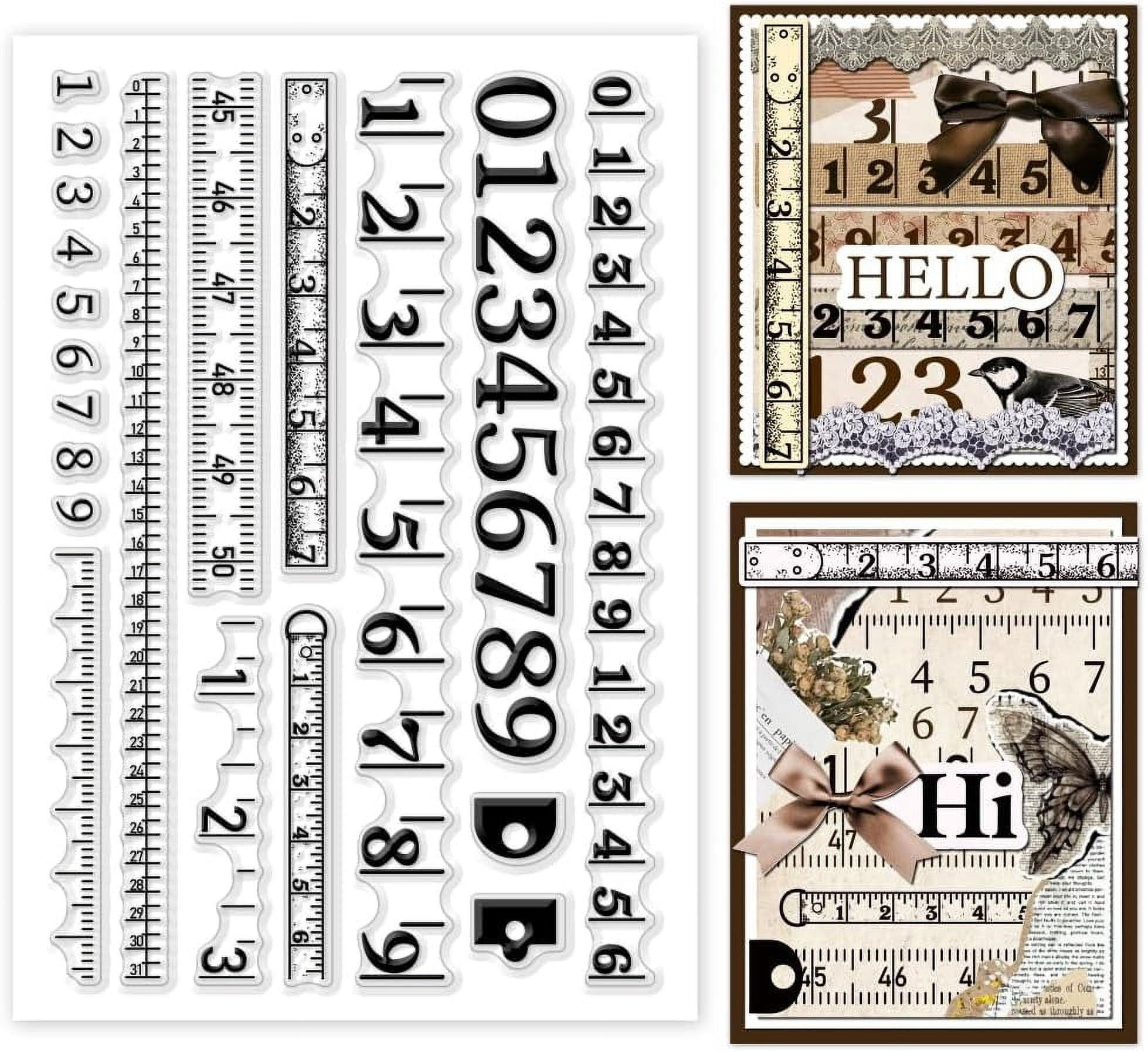 1 Sheet Clear Stamp Vintage Numbers Rulers Scrapbooking Stamps ...