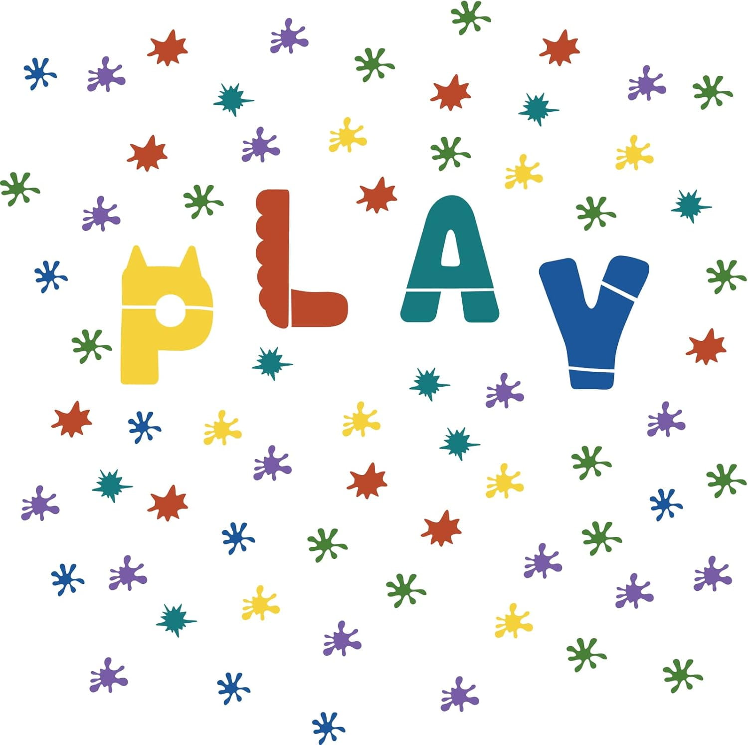 1 Sheet Colorful PVC Wall Stickers Word Play Vinyl Wall Decor ...
