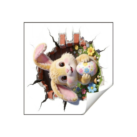 1 Sheet Easter Window Clings Funny Easter Eggs on The Rabbit's Head ...