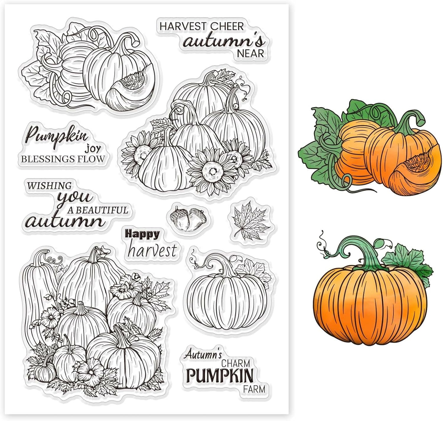 1 Sheet Fall Thanksgiving Happy Harvest Clear Stamps for Cards Making ...