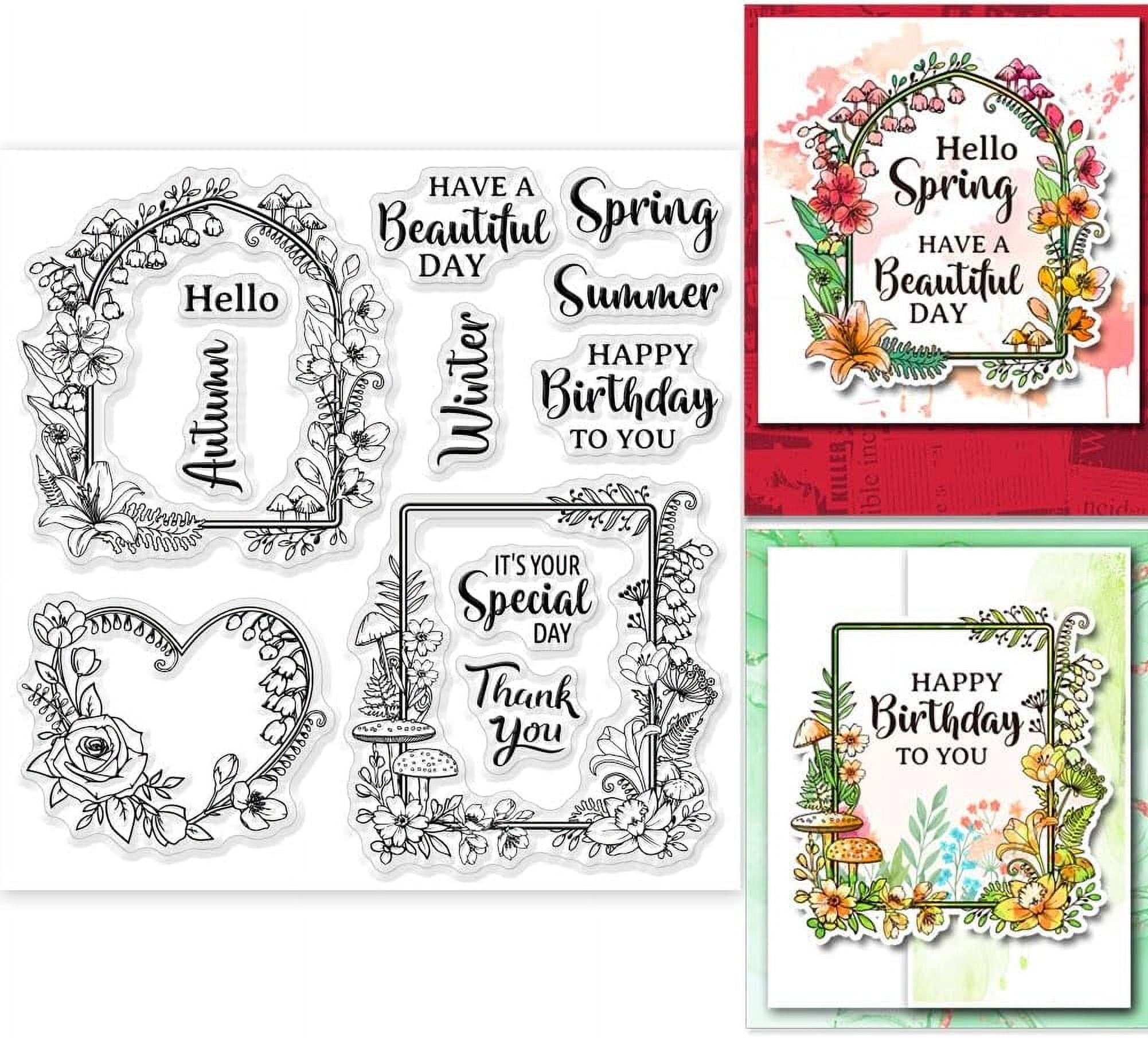 1 Sheet Flower Frame Clear Stamps for Cards Making Wreath Photo Frame ...