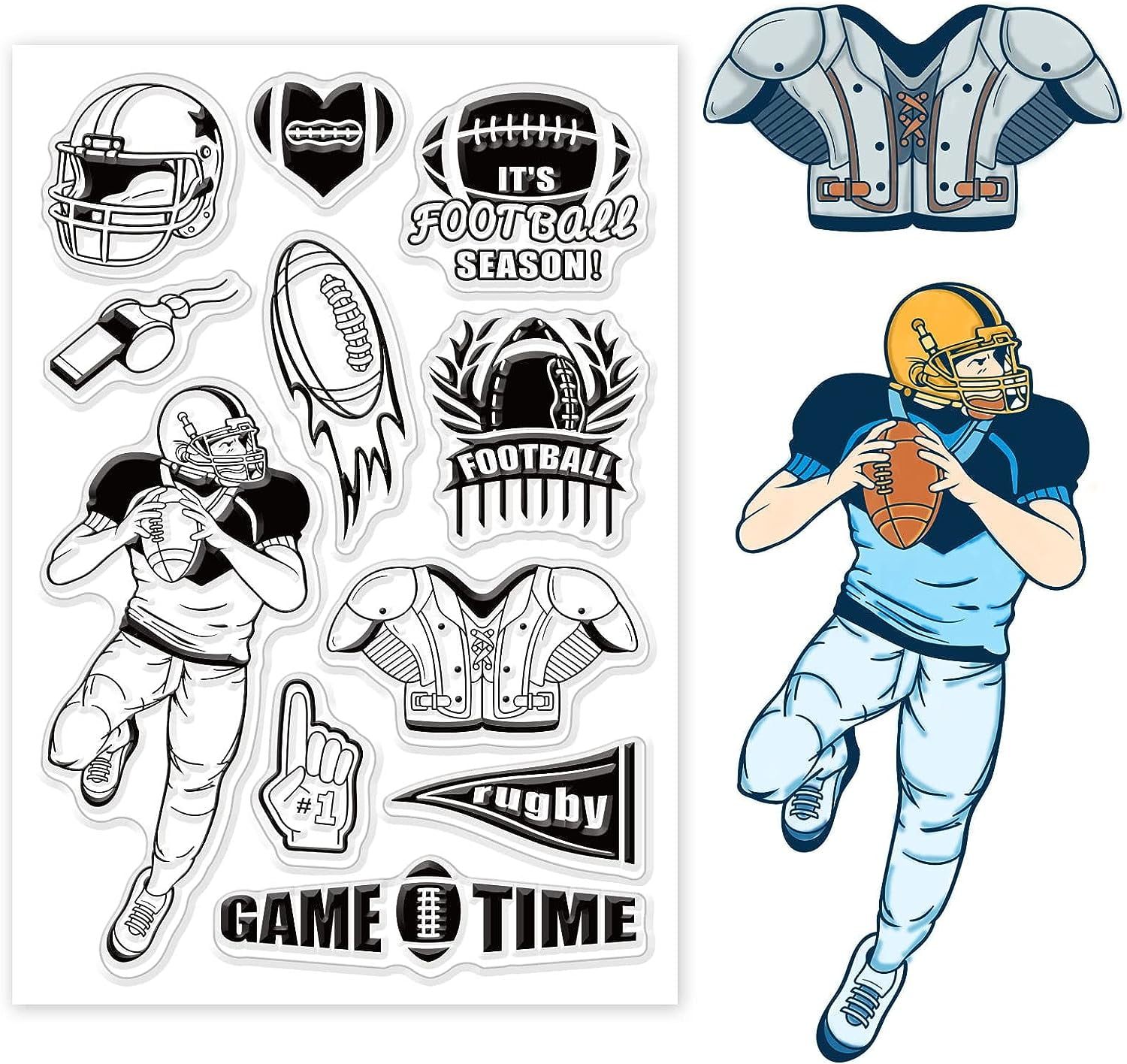 1 Sheet Football Silicone Stamps Sports Ball Clear Stamps Football ...