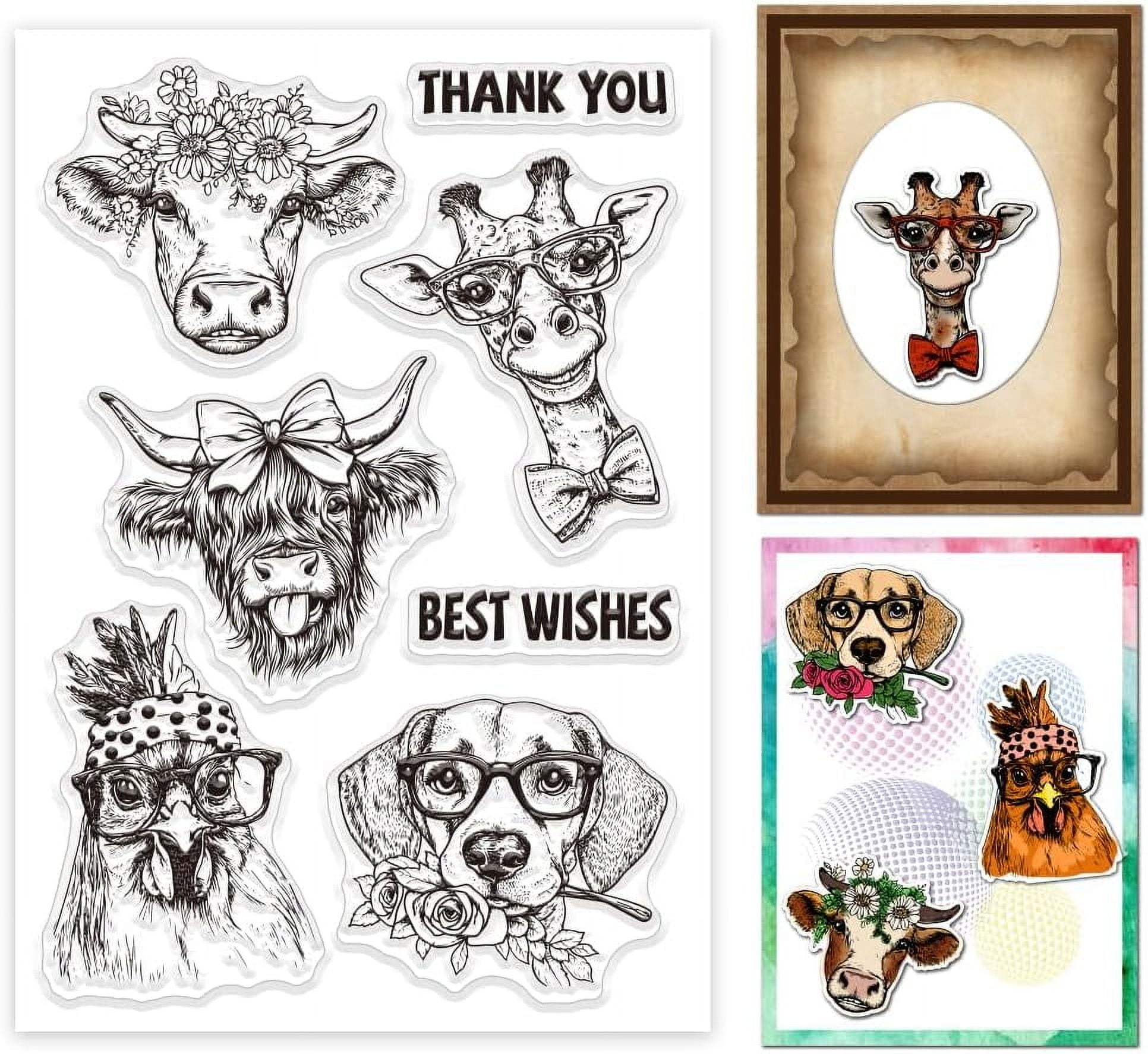 1 Sheet Funny Farm Animal Clear Stamps for Scrapbooking Cartoon Giraffe ...