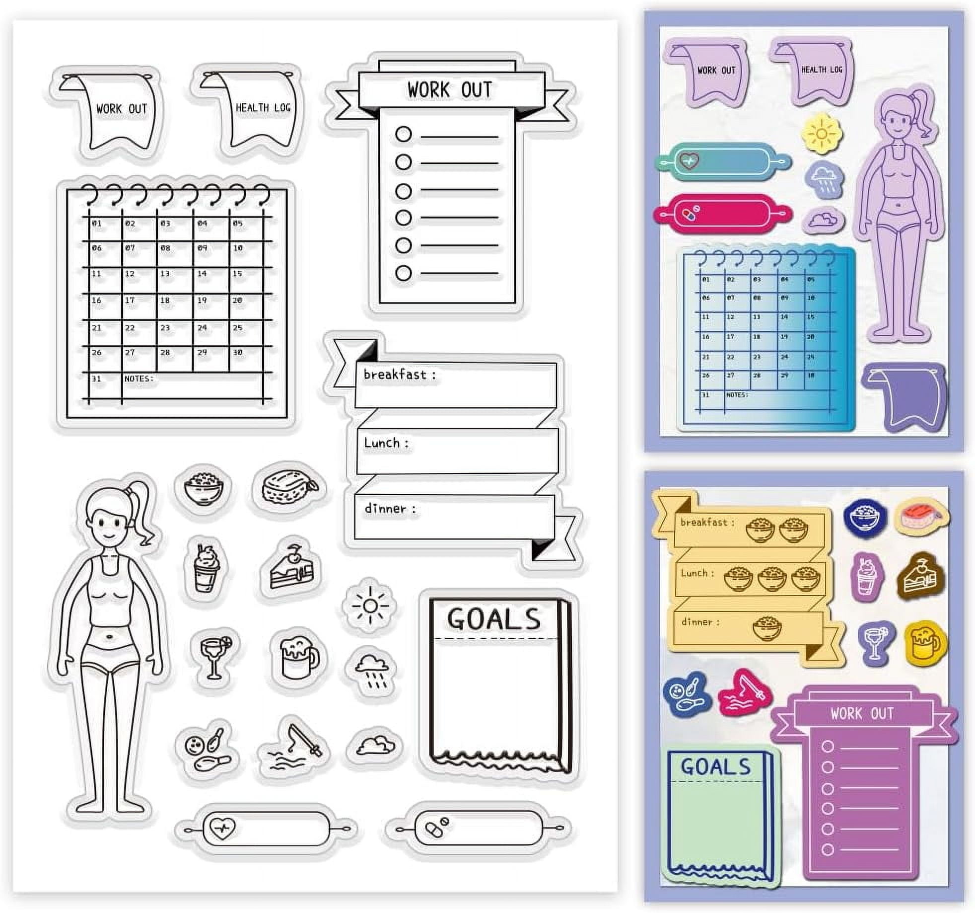 1 Sheet Health Log Clear Stamps Summer Theme Rubber Stamps Sheet Music ...