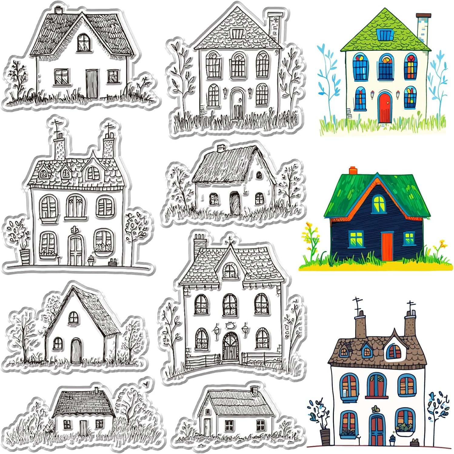 1 Sheet House Clear Rubber Stamps Transparent Silicone Seal Clears ...