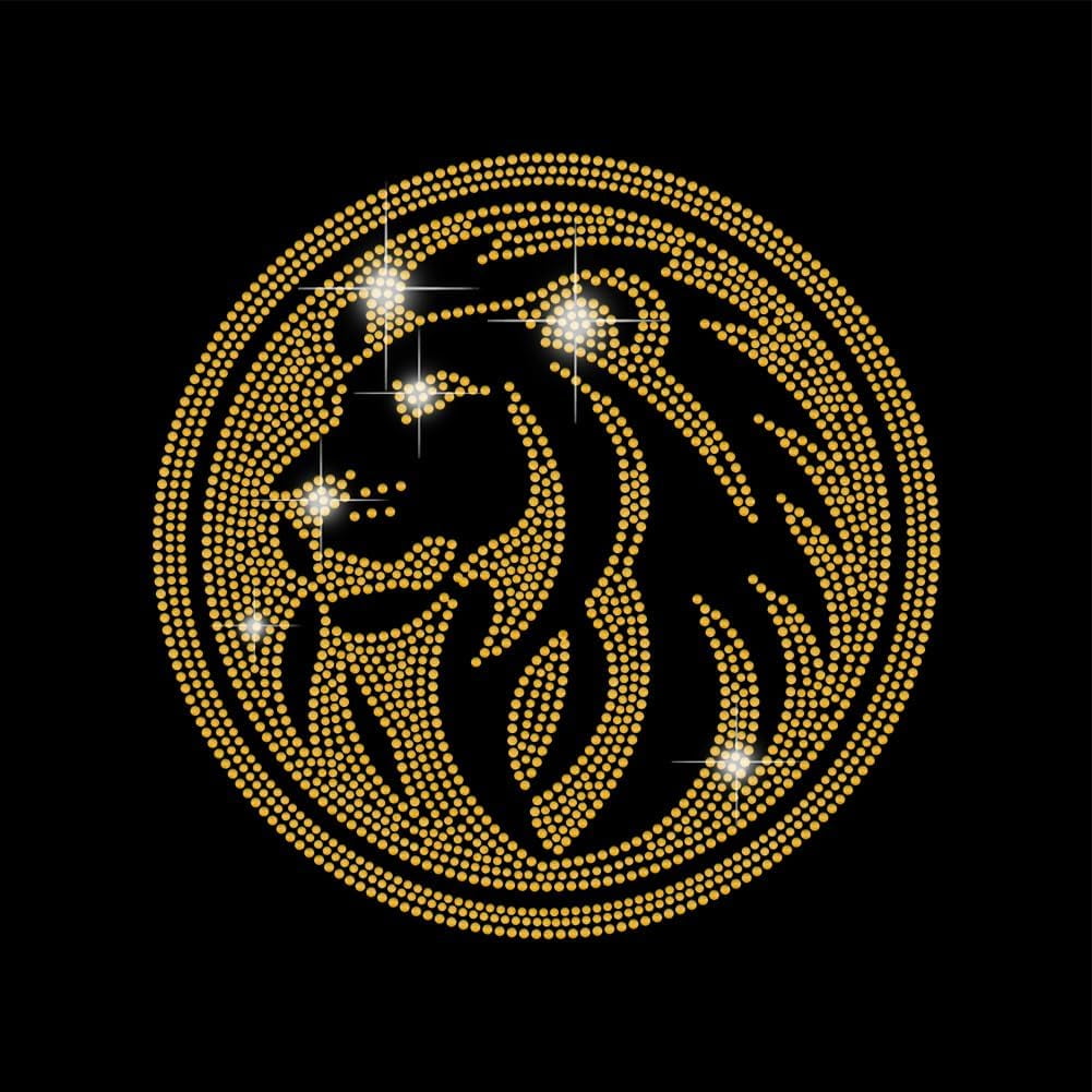 1 Sheet Lion Badge Iron on Rhinestones Transfer Lion Badge Crystal Heat ...