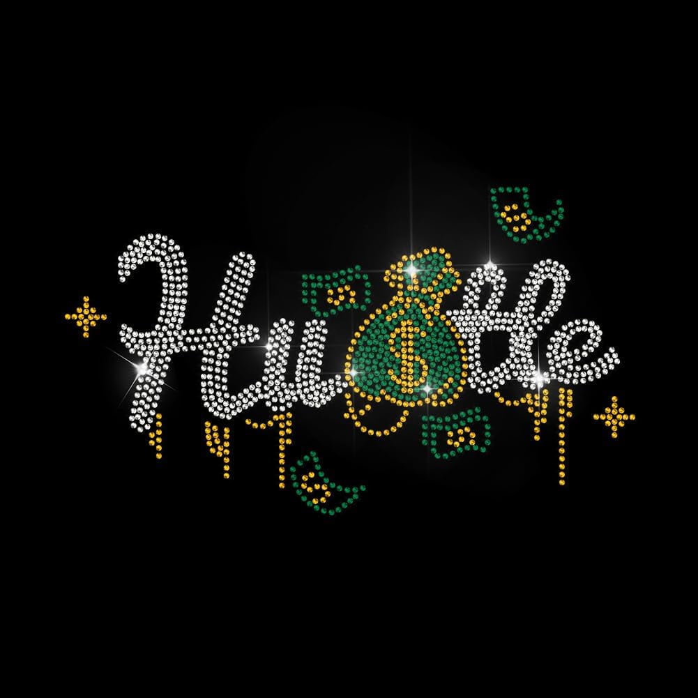 1 Sheet Money Bag Banknote Rhinestone Iron on Hotfix Transfer Decal ...