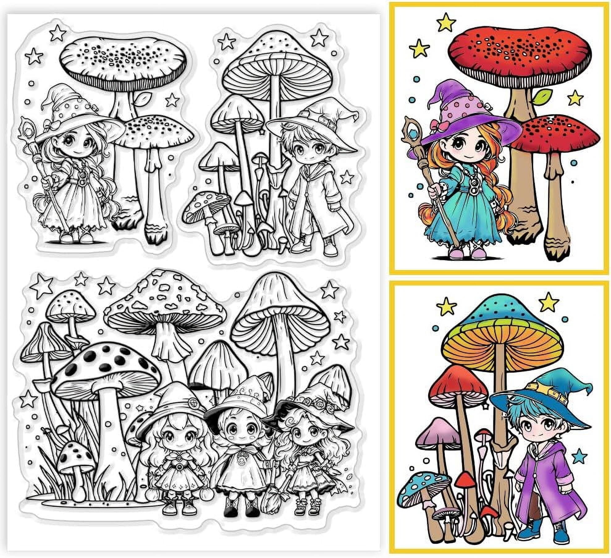 1 sheet Mushroom Fairy Silicone Stamp PVC Seal Clear Stamp Cards for ...