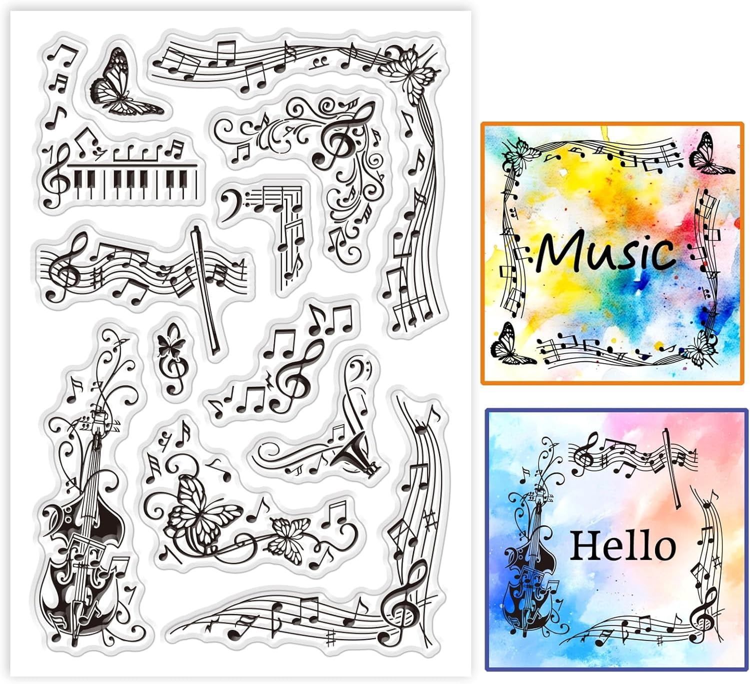 1 Sheet Music Note Corner Clear Stamps Piano Violin Lace Silicone Clear ...