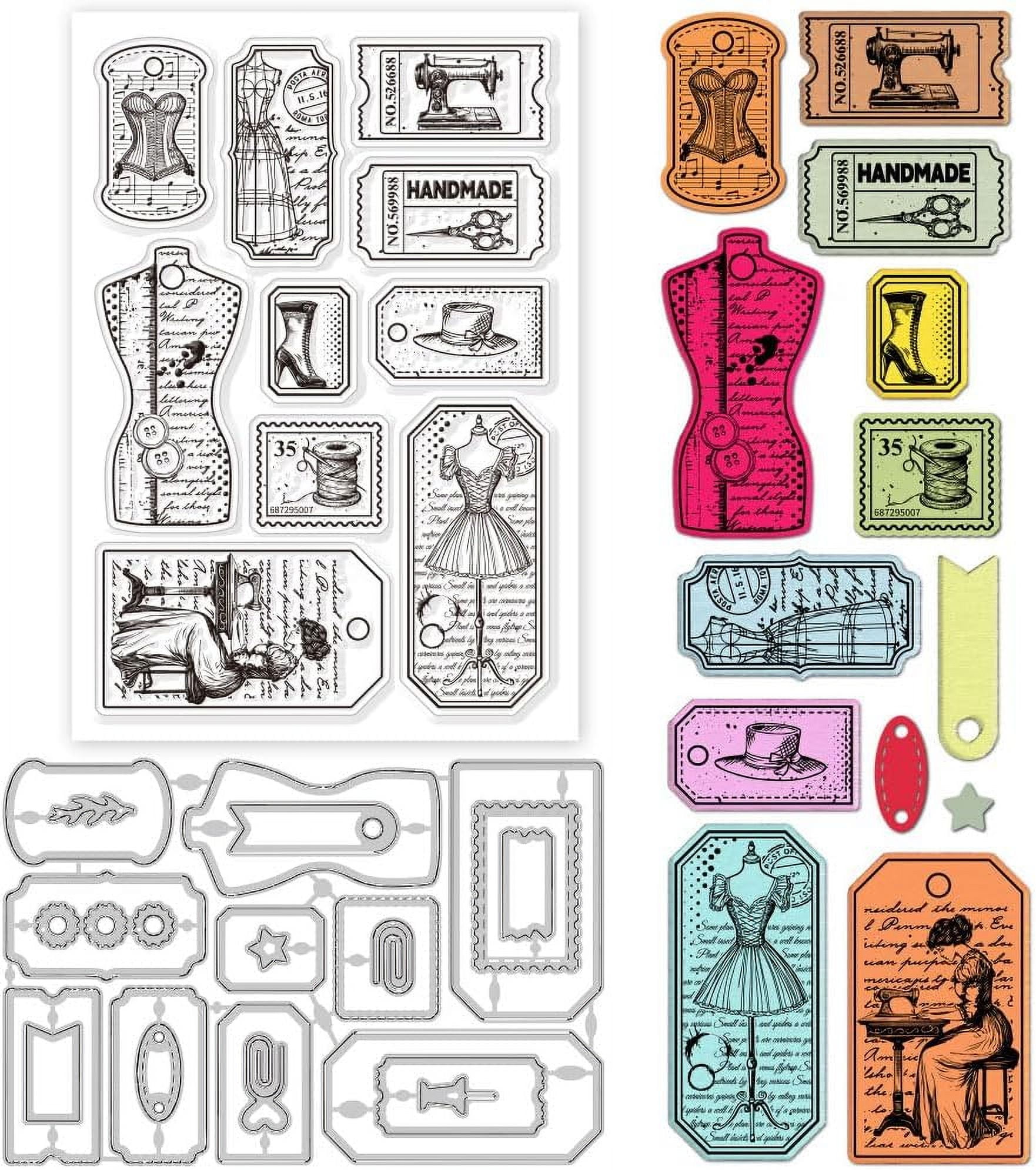 1 Sheet PVC Plastic Stamps with 1Pc Carbon Steel Cutting Dies Stencils ...