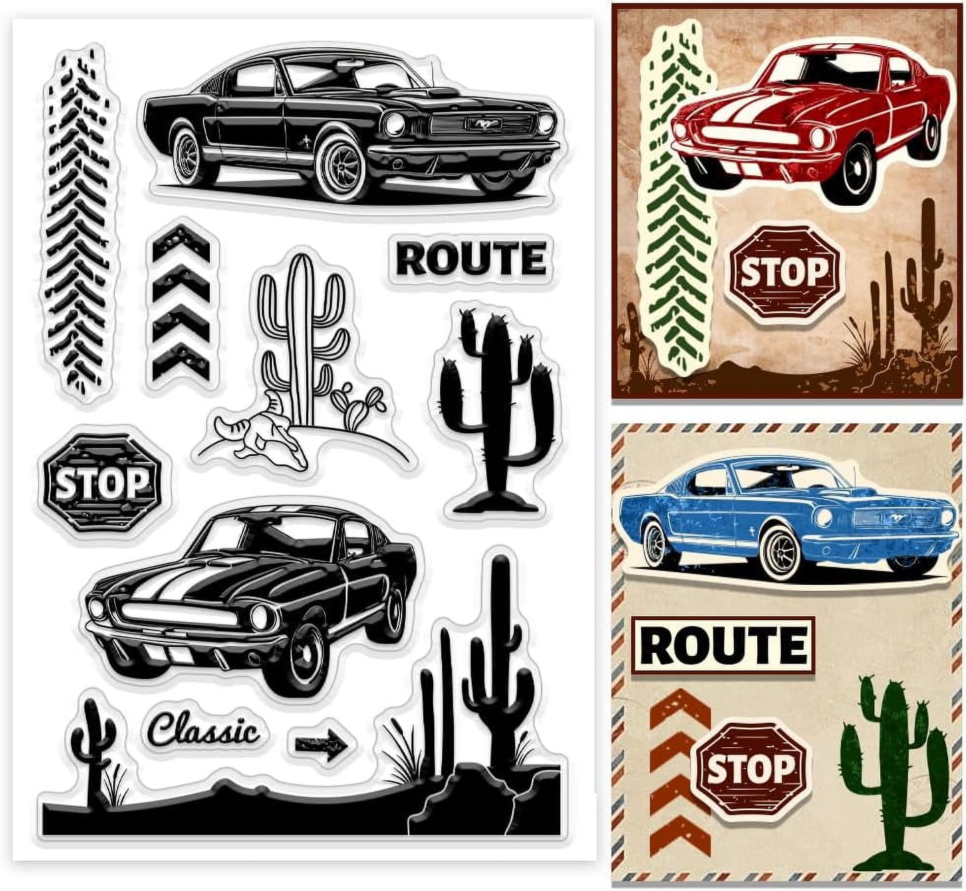 1 Sheet Pickup Truck Clear Stamps for Card Making American Highway Road ...