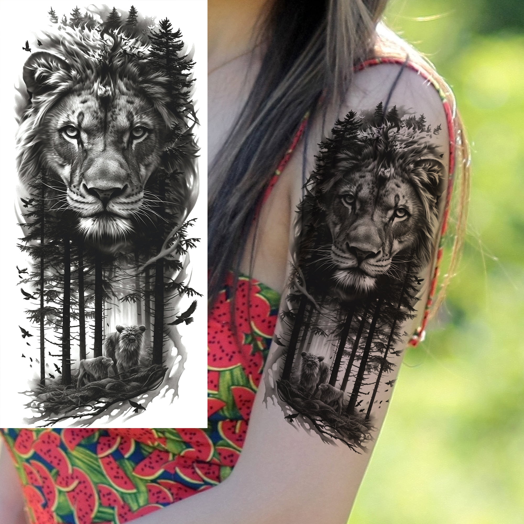 1 Sheet Realistic Fake Tiger Temporary Sticker For Men Women Adults ...