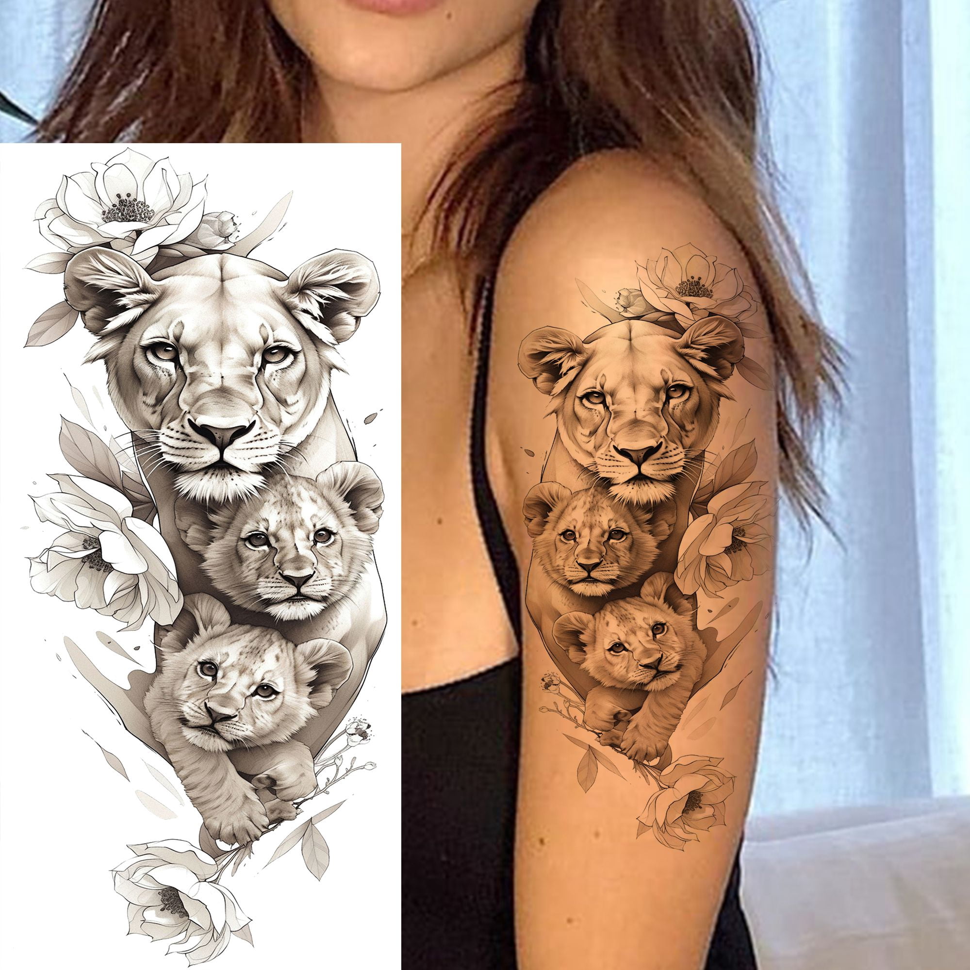 1 Sheet Realistic Fake Tiger Temporary Sticker For Men Women Adults ...