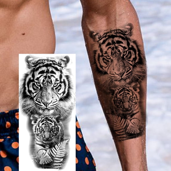 1 Sheet Realistic Fake Tiger Temporary Sticker For Men Women Adults ...