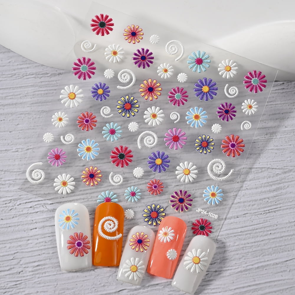 1 Sheet Sea Shell 5D Nail Sticker Beach Embossed Floral Reliefs Self ...