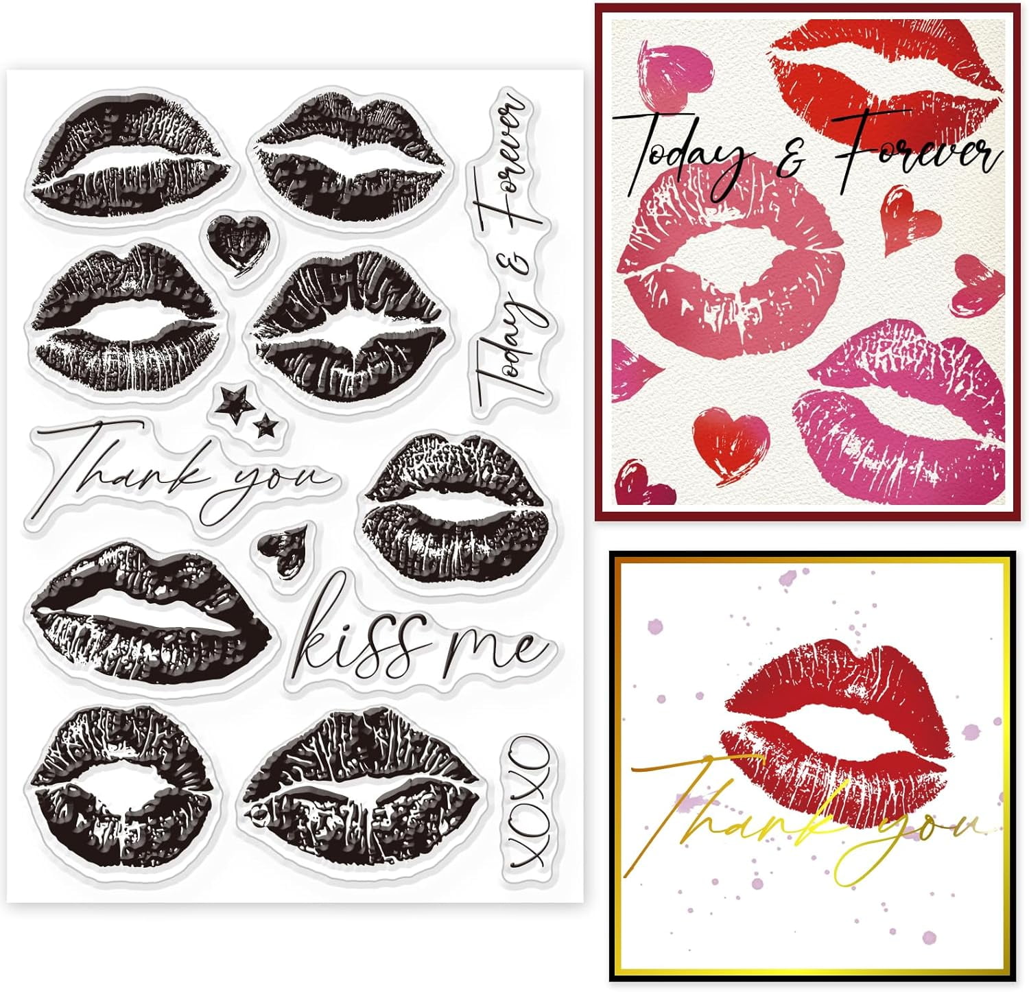 1 Sheet Sexy Lips Clear Stamp for Valentine's Day Love Text Silicone ...