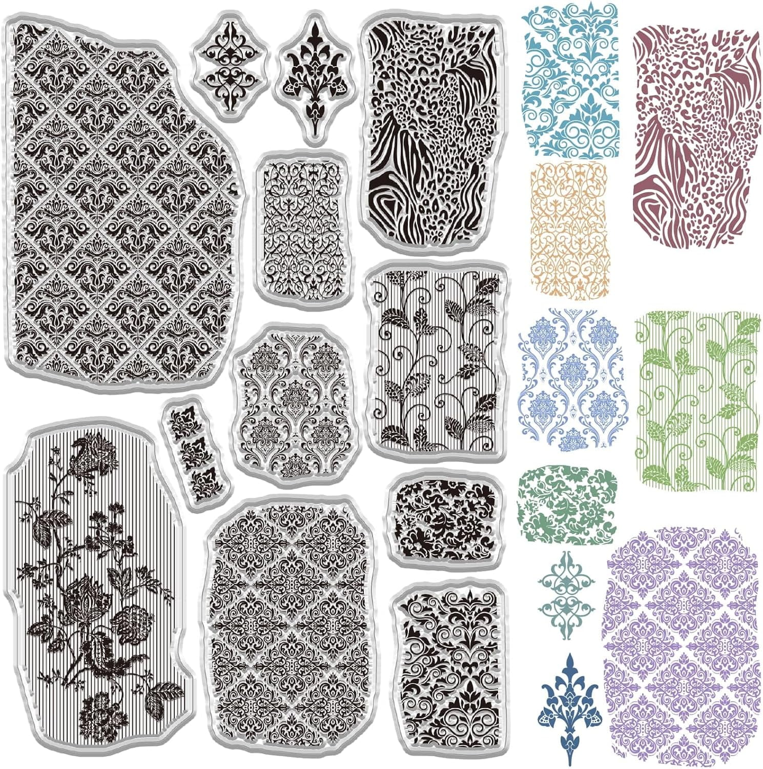 1 Sheet Silicone Texture Stamps Background Rubber Stamps Vintage Retro ...
