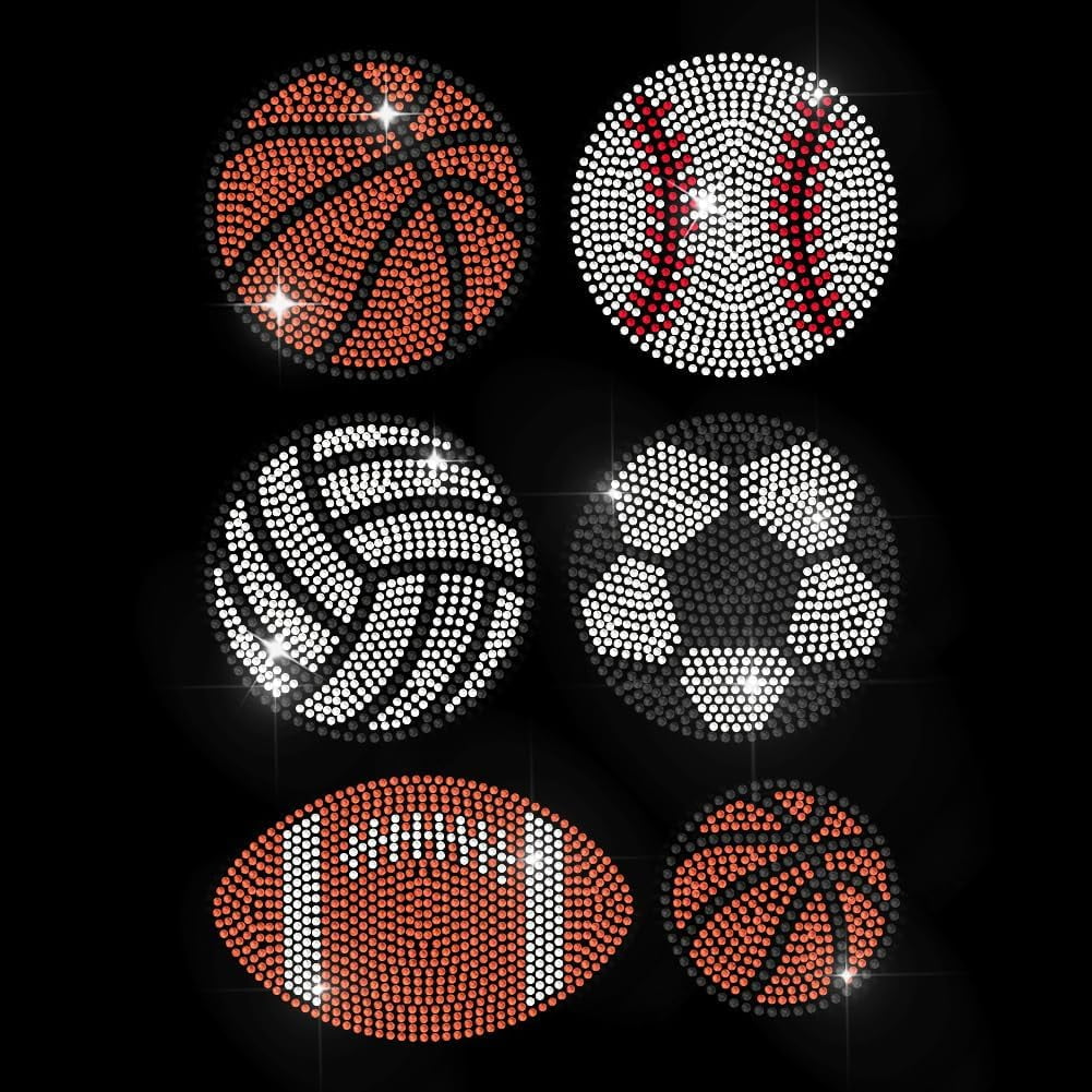 1 Sheet Sports Balls Rhinestone Iron on Hotfix Rhinestone Basketball ...