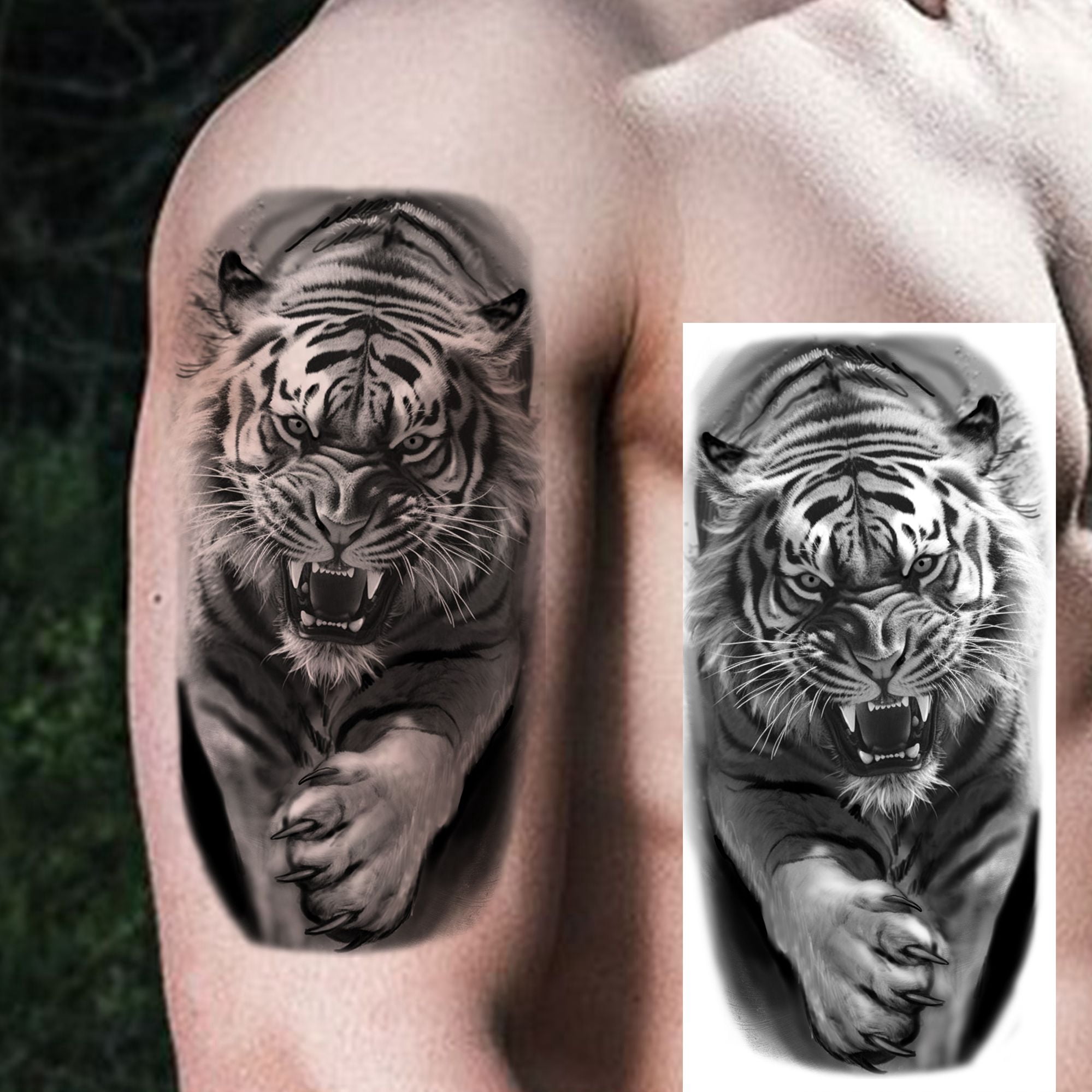1 Sheet Trendy Realistic Owl Tiger Skull Temporary For Men Women Adults ...