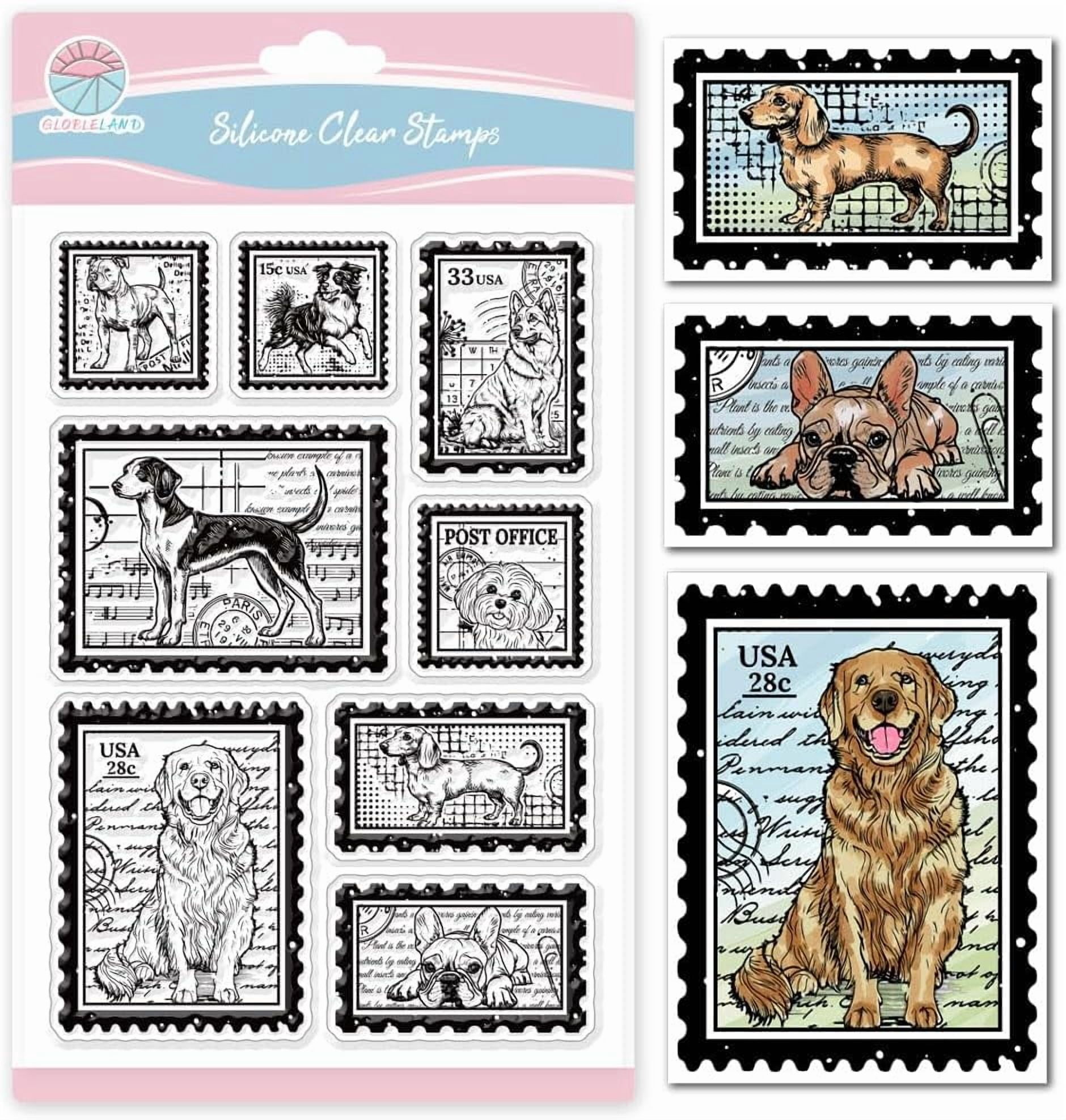 1 Sheet Vintage Dog Postage Stamps Clear Stamps Puppy Stamps Silicone ...