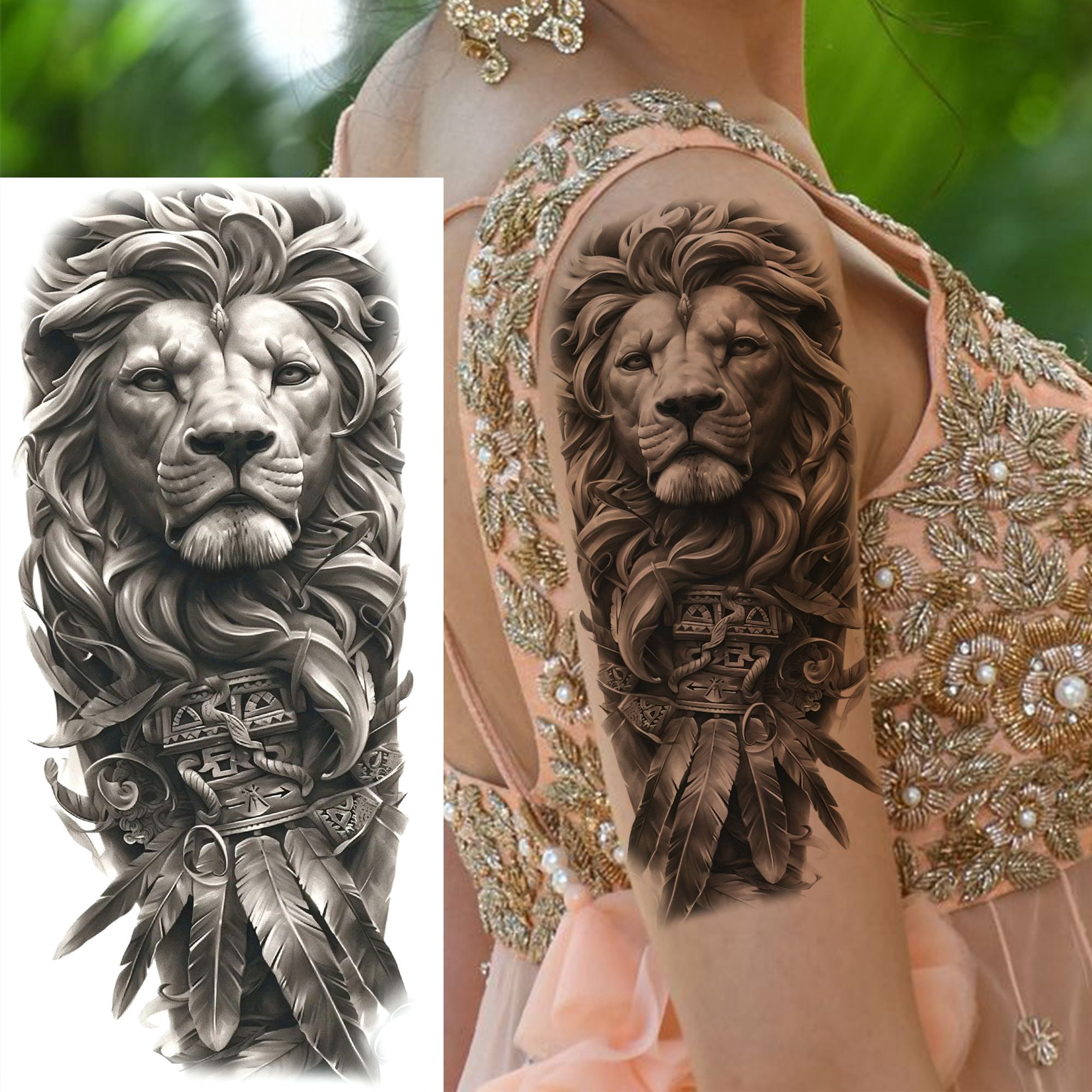 1 Sheet Waterproof Lion Jesus Temporary For Men Women Adults Long ...