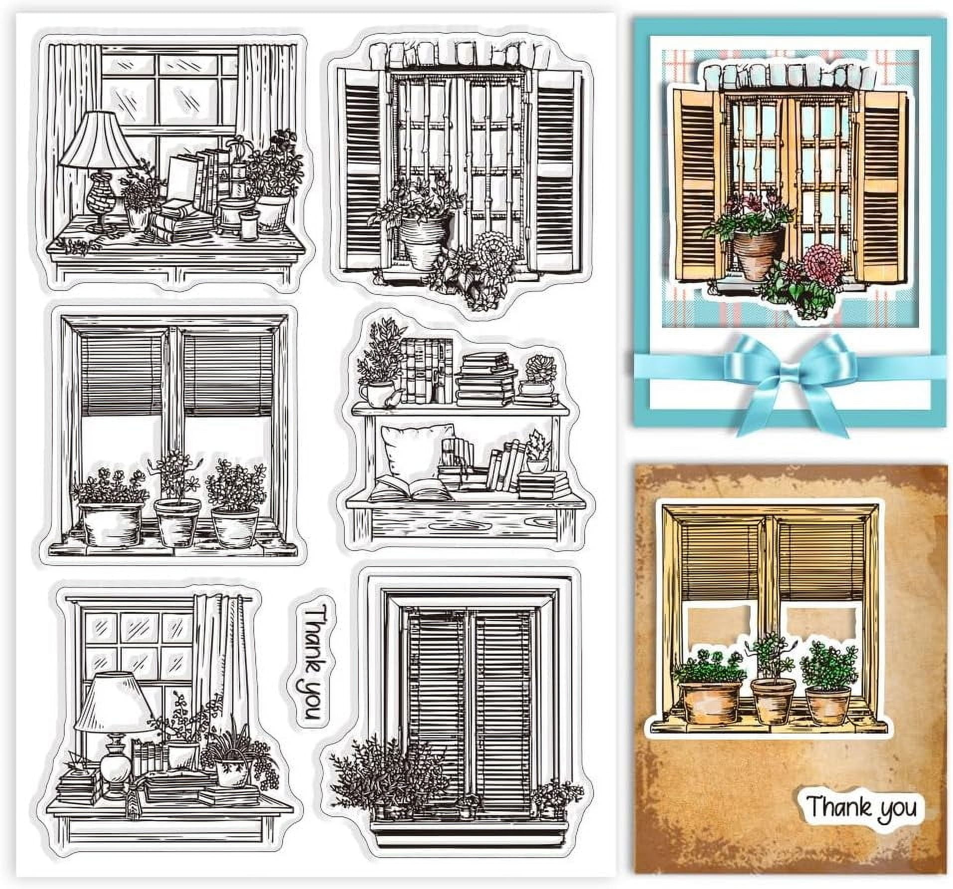 1 Sheet Window Scenery Clear Stamps for Cards Making Flowers Plants ...