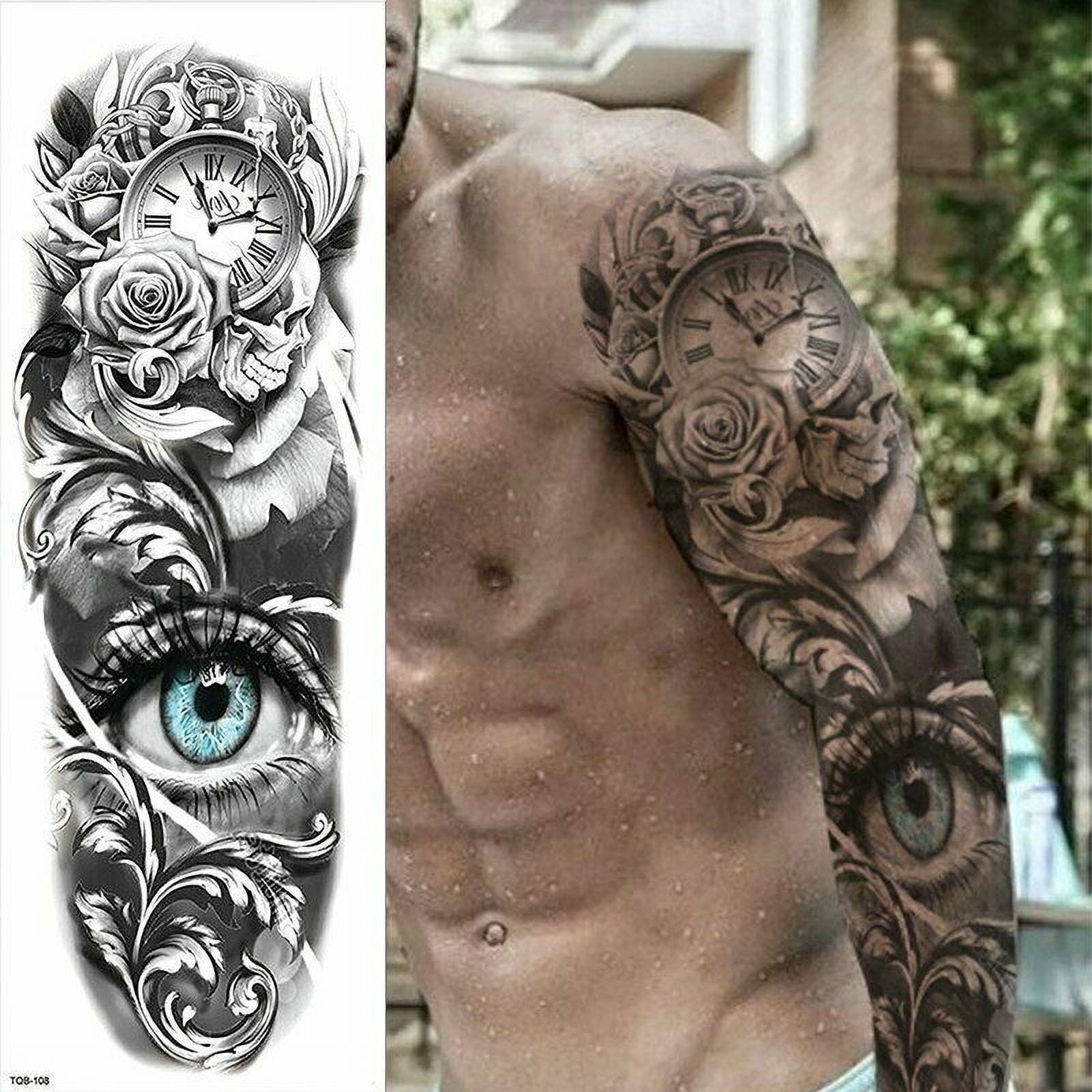 1 Sheets Full Arm Leg Extra Large Temporary Tattoos, Body Art for Men ...