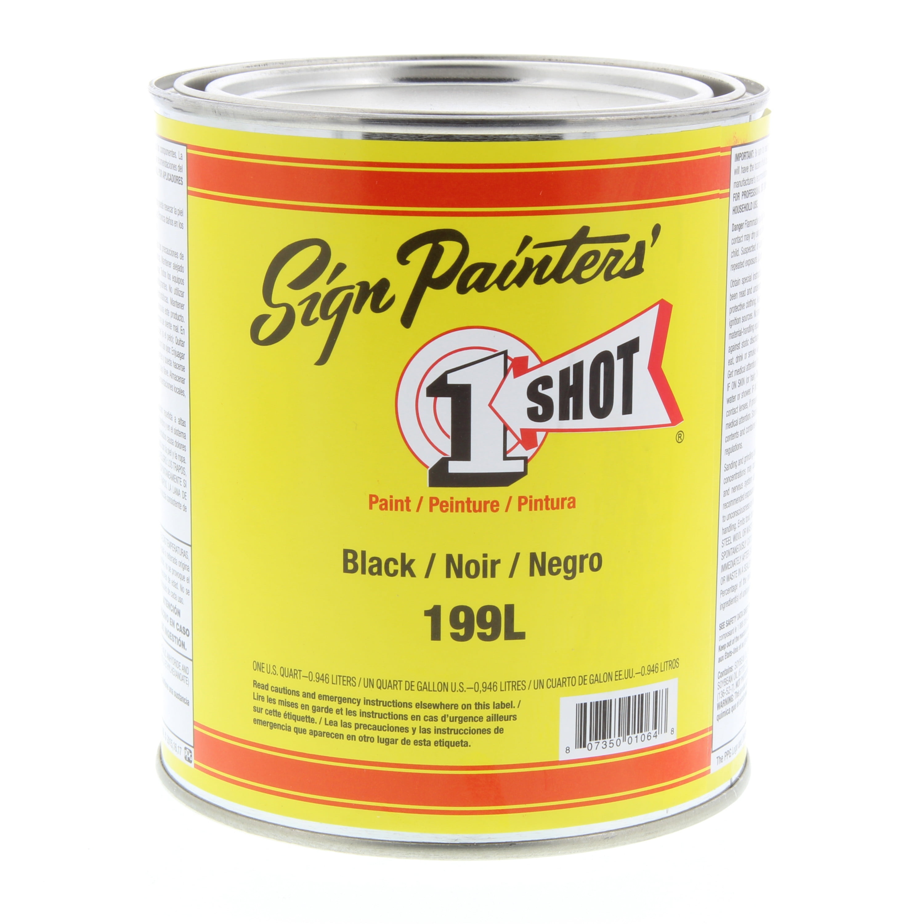1 Shot Lettering Enamel, Quart Black - Walmart.com