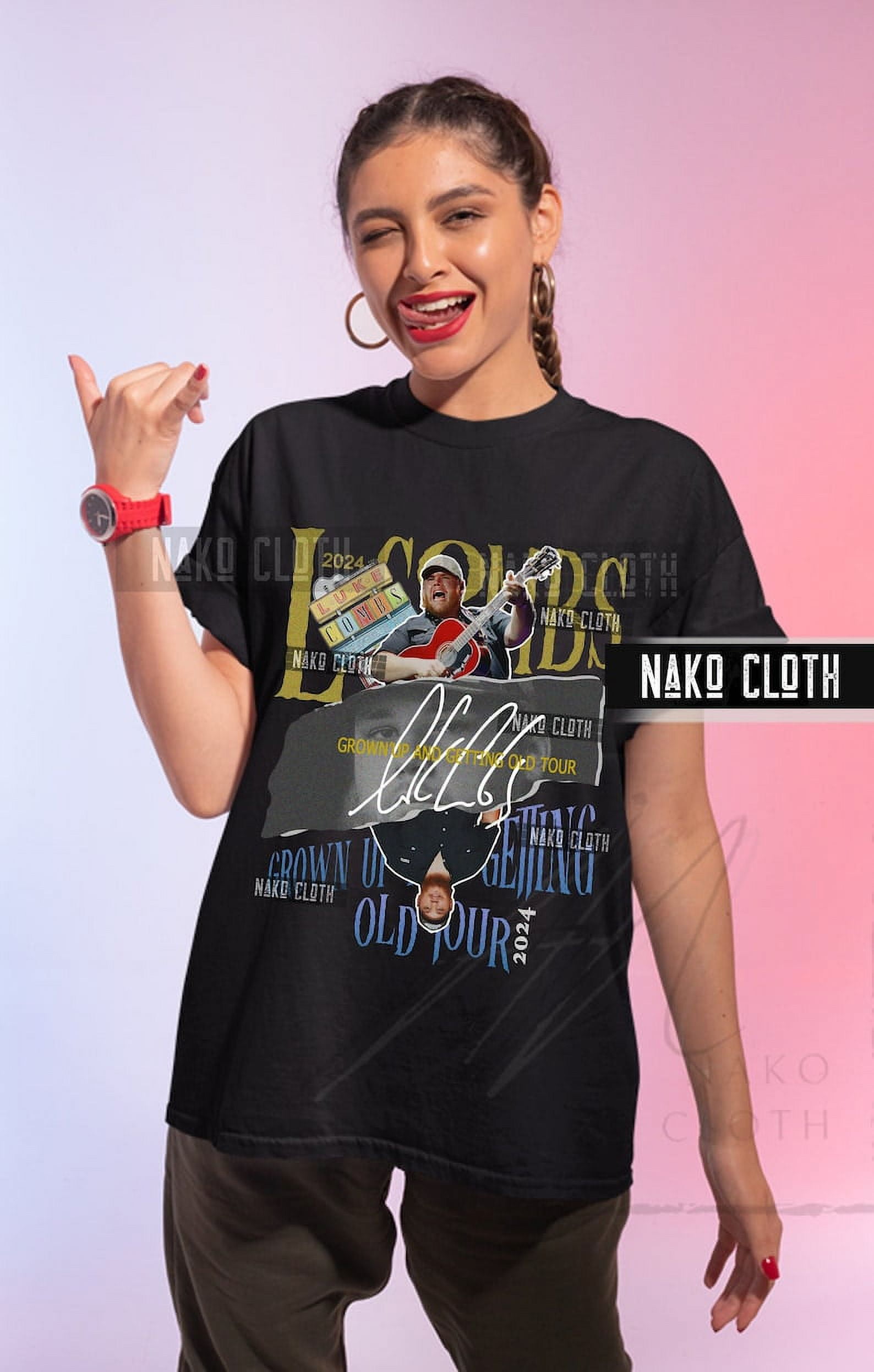 1 Sides Luke Combs 2024 Tour Growing Up and Getting Old Unisex T-Shirt, Luke Combs Merch ...