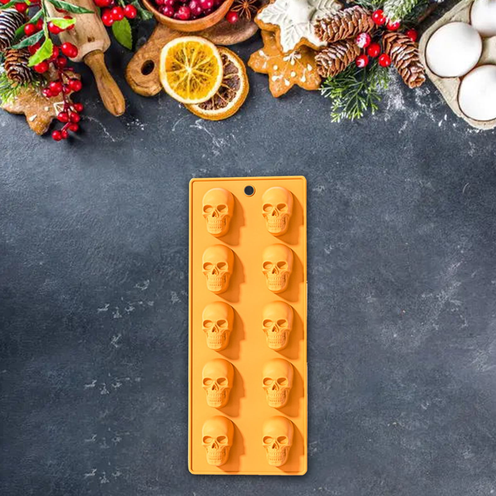 1*Silicone Mold,(10 Skulls) Halloween Cookie Cutter F,Halloween ...