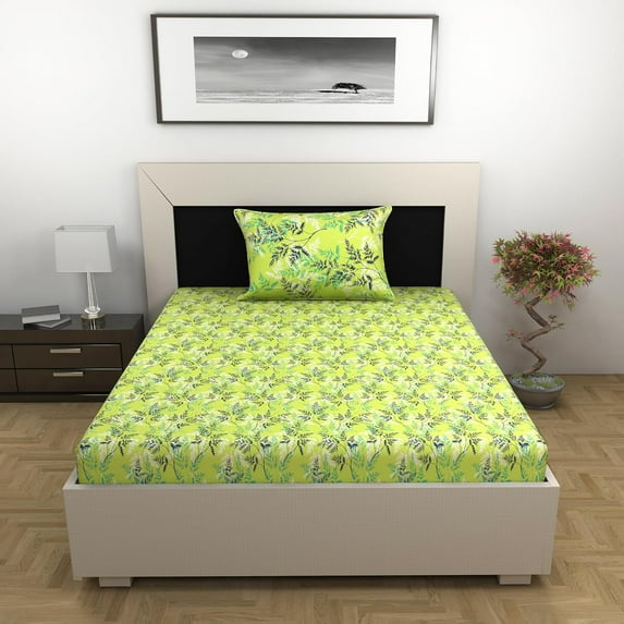 1 Single Bedsheet With 1 Pillow Cover - 57 X 87 Inches, Light Green ...