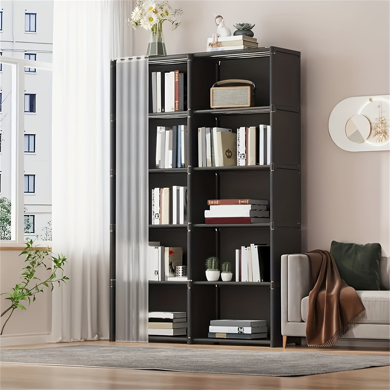 1 Six Layer Easy To Assemble Bookshelf, Household Storage Wardrobe ...