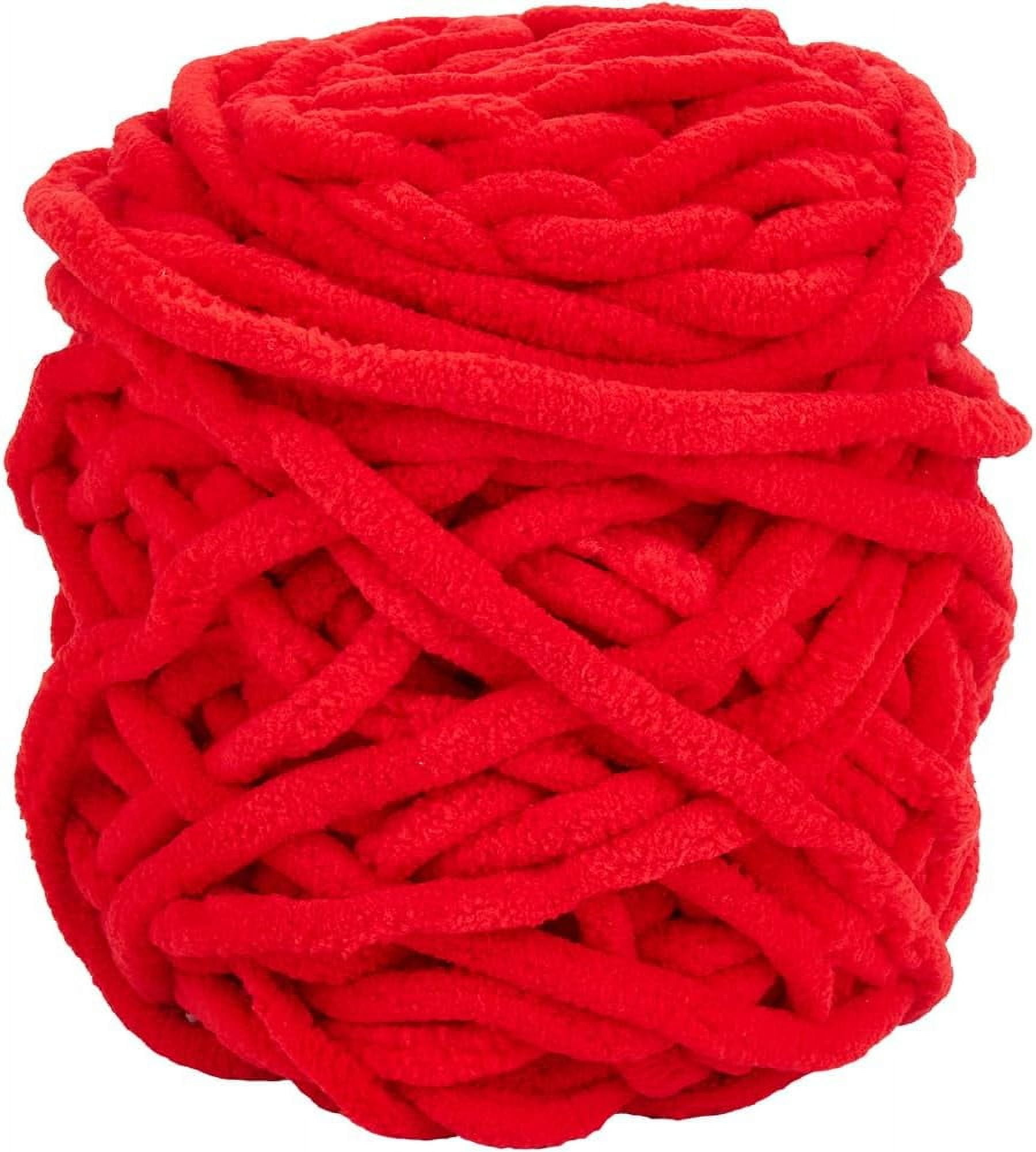 1 Skein Christmas Red Chenille Chunky Yarn for Crocheting Super Bulky ...