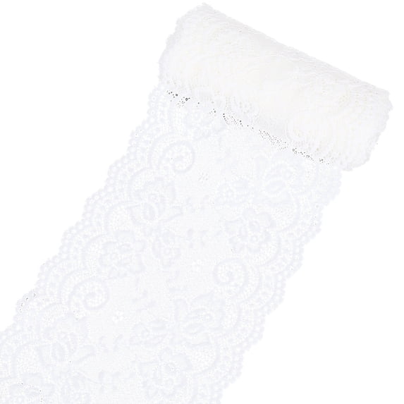 1 Skein Polyester Elastic Flower Lace Ribbons Flower Lace Trim White 6 ...