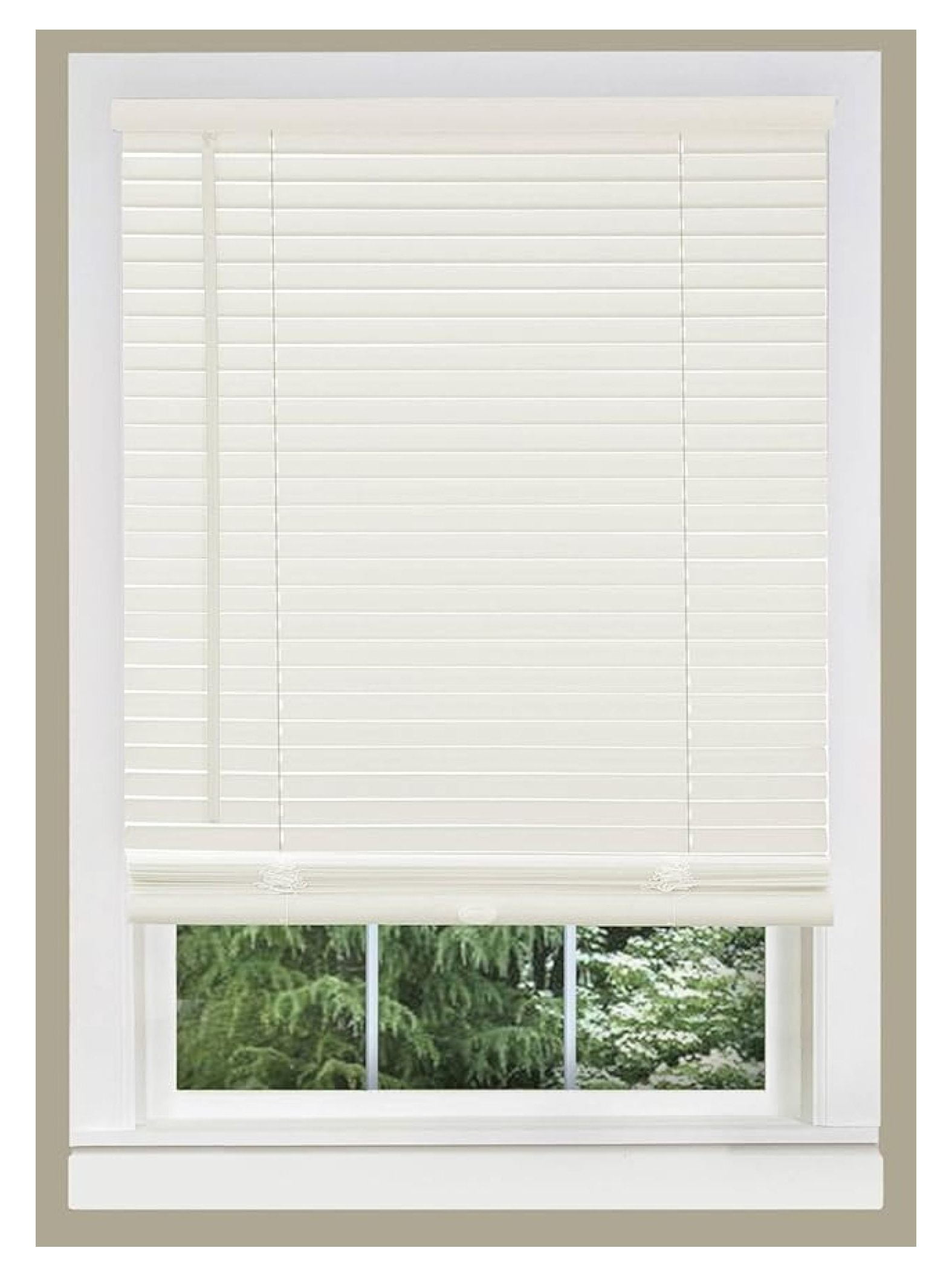 1" Slats Cordless Window Blinds, 64L x 25W Inches Solid Pattern Light ...