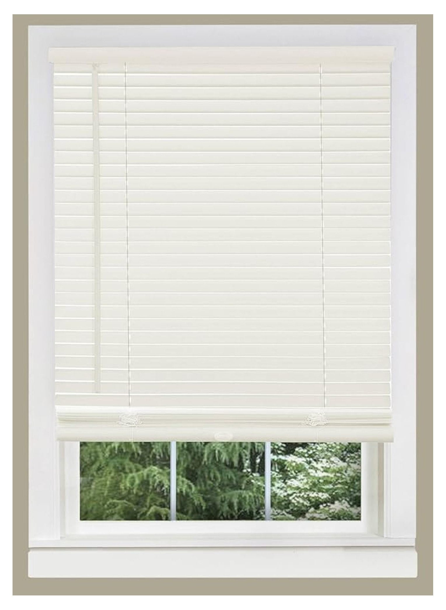 1" Slats Cordless Window Blinds, 64L x 43W Inches Solid Pattern Light ...