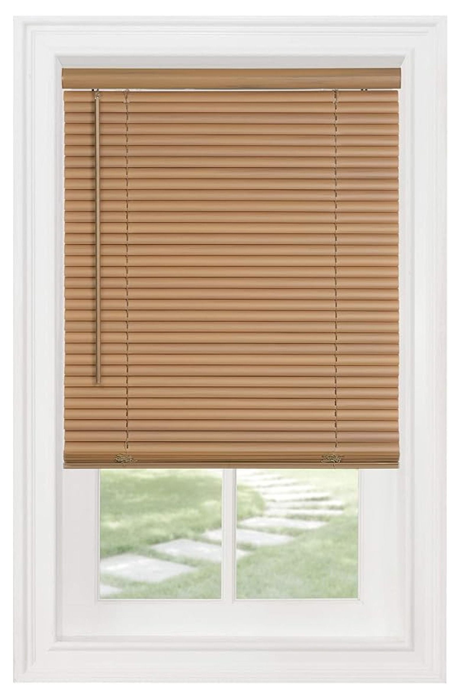 1" Slats Cordless Window Blinds, 64L x 48W Inches Solid Pattern Light ...