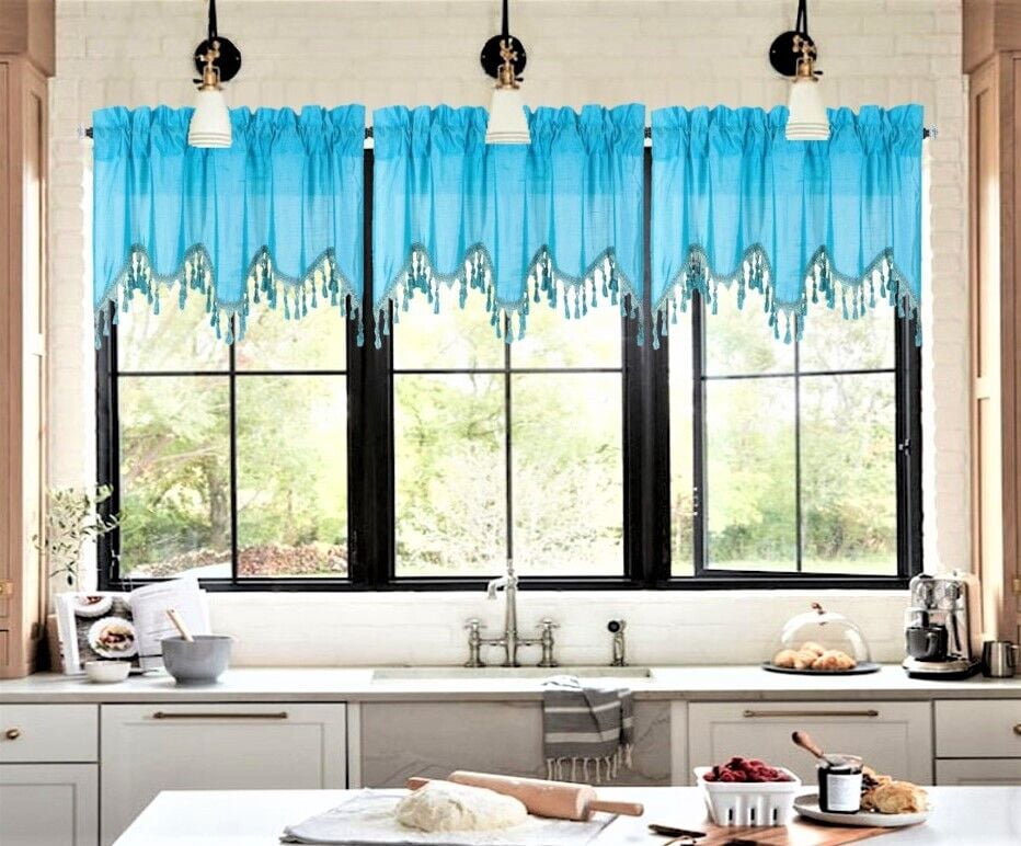 1 Solid Faux Silk Swag Waterfall Ascot Window Valance w/Tassels 55" x18 ...