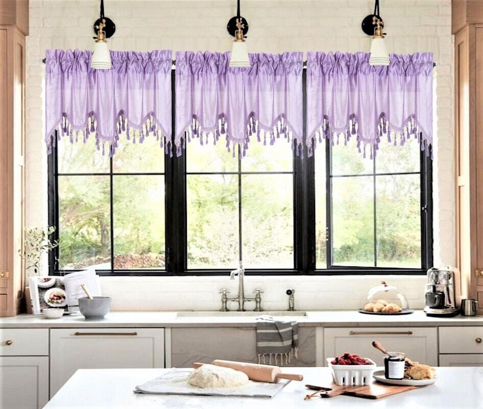 1 Solid Faux Silk Swag Waterfall Ascot Window Valance w/Tassels 55" x18 ...