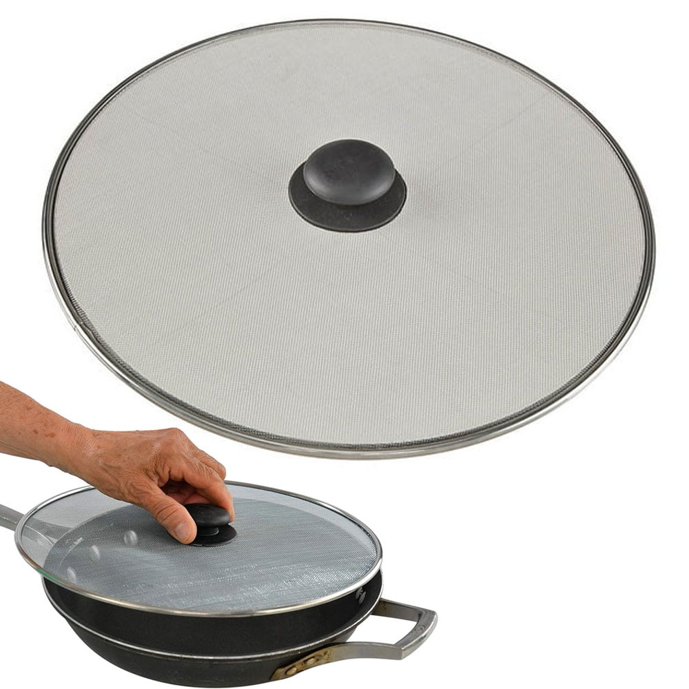 1 Splatter Screen 11" Frying Pan Steel Mesh Lid Knob Cover Grease Guard ...