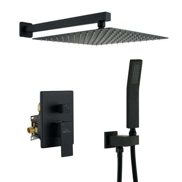 1 Spray Patterns With 25 Gpm 12 In Square Wall Mount Dual Shower Heads With Pressure Balance